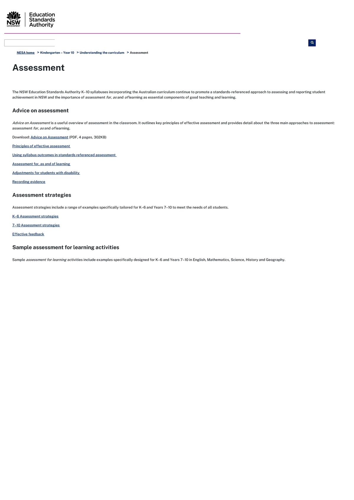 NESA Home Kindergarten Year 10: Understanding Assessment Strategies ...