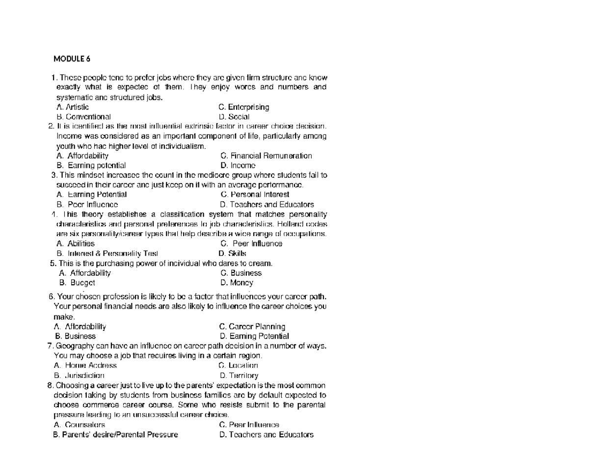 Module 6 - Personal Relationships, Love, and Career Influences Notes ...
