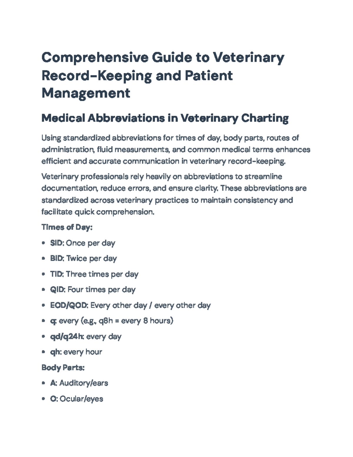 Comprehensive Guide to Veterinary Record-Keeping & Patient Mgmt - Studocu