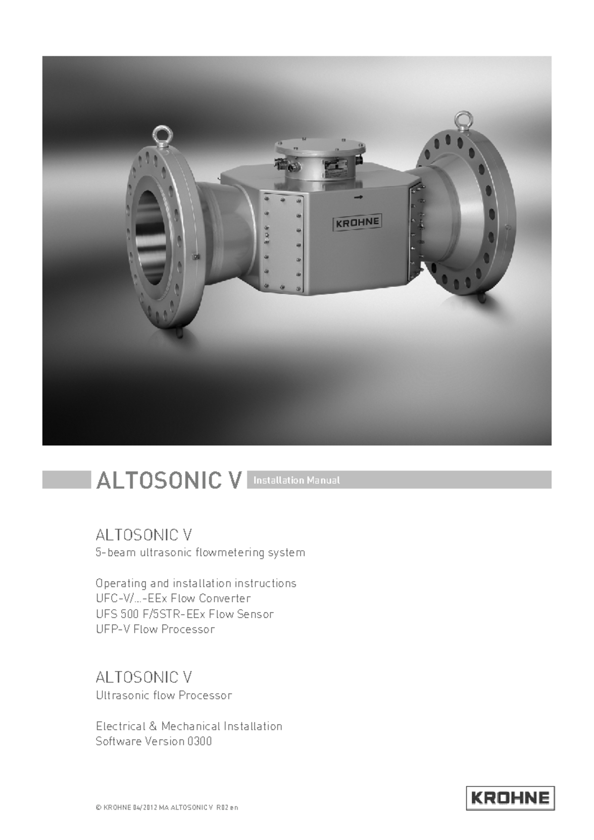 ALTOSONIC V Installation Manual & Operating Instructions (UFS 500 ...