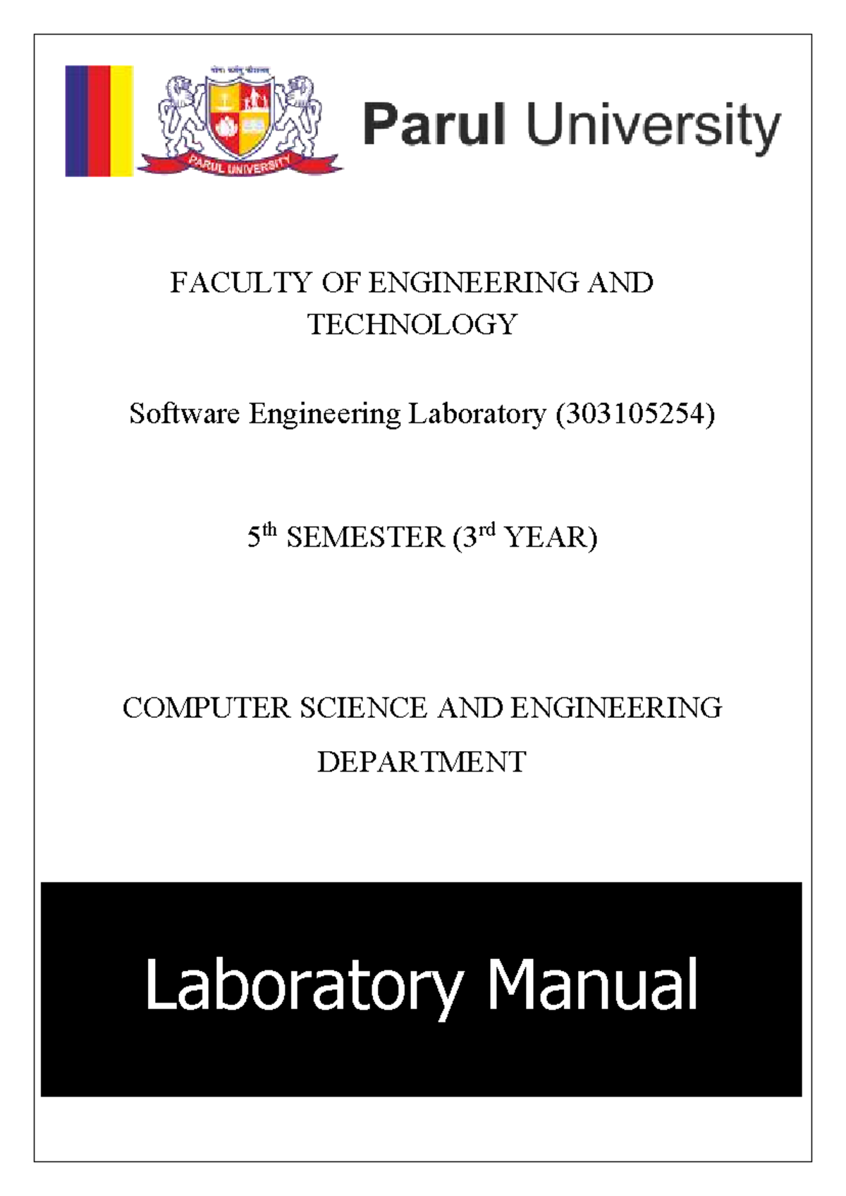 Software Engineering Lab Manual (303105254) - 5th Semester - Studocu