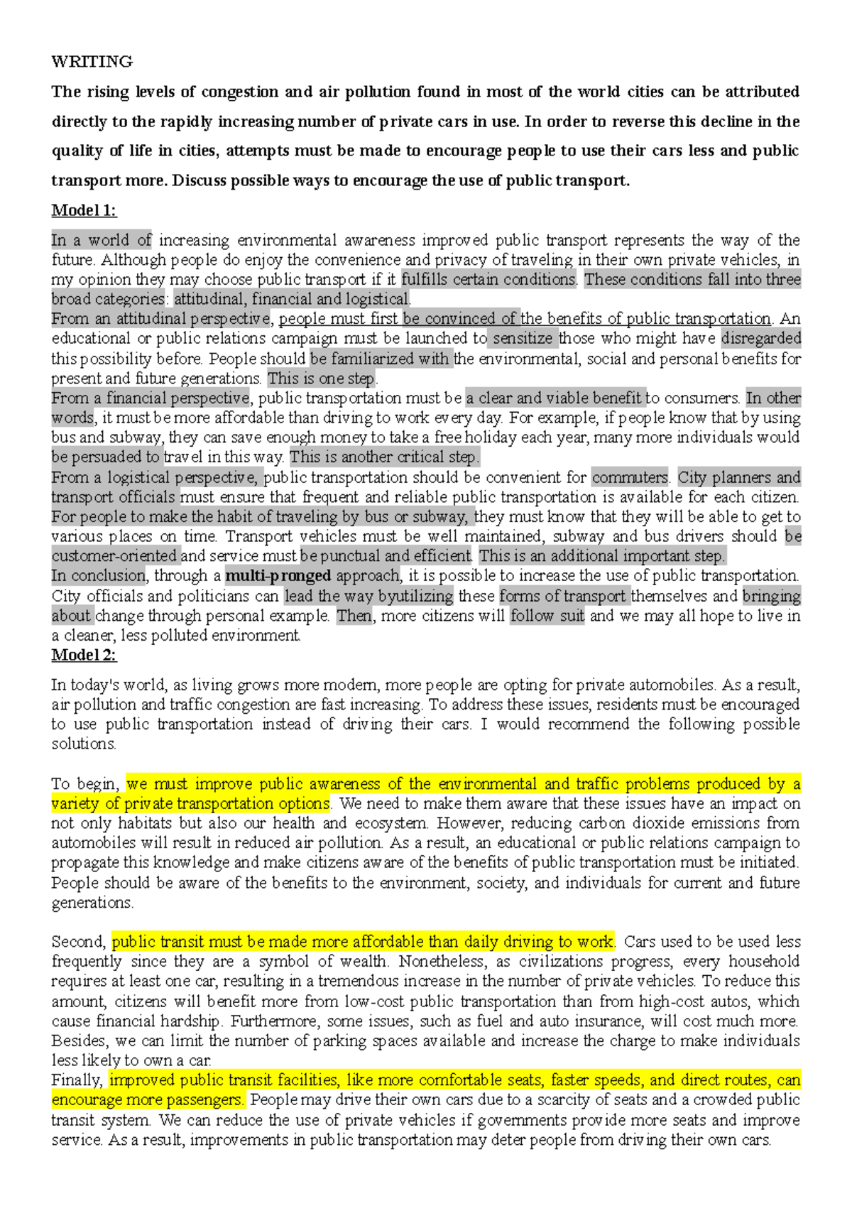 Strategies to Promote Public Transportation Use for Enhanced Urban ...