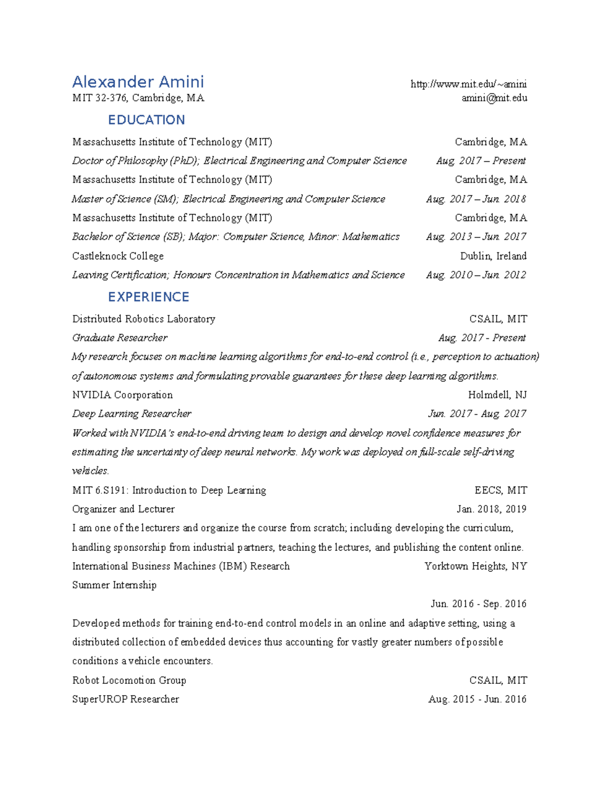 Tétt b3- 2 - Alexander Amini mit/∼amini MIT 32-376, Cambridge, MA amini ...