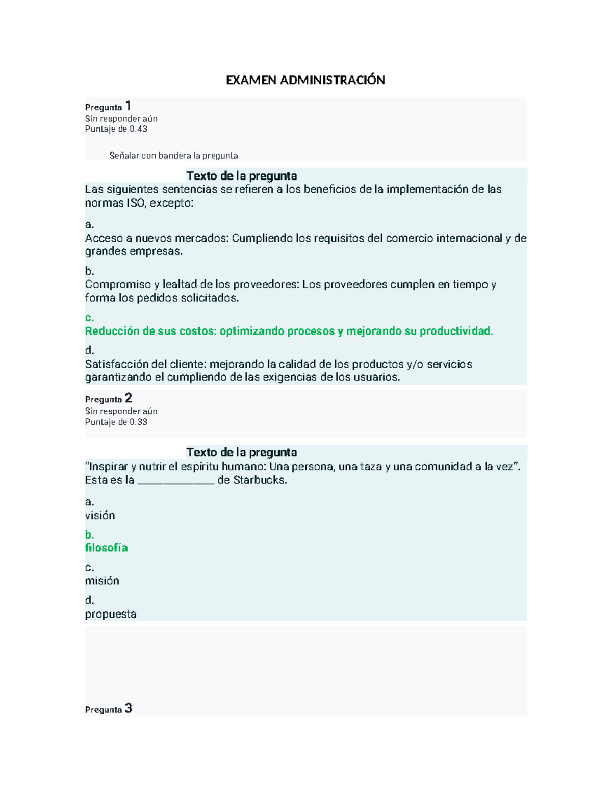 Examen Final Administración: Preguntas y Respuestas Esenciales - Studocu