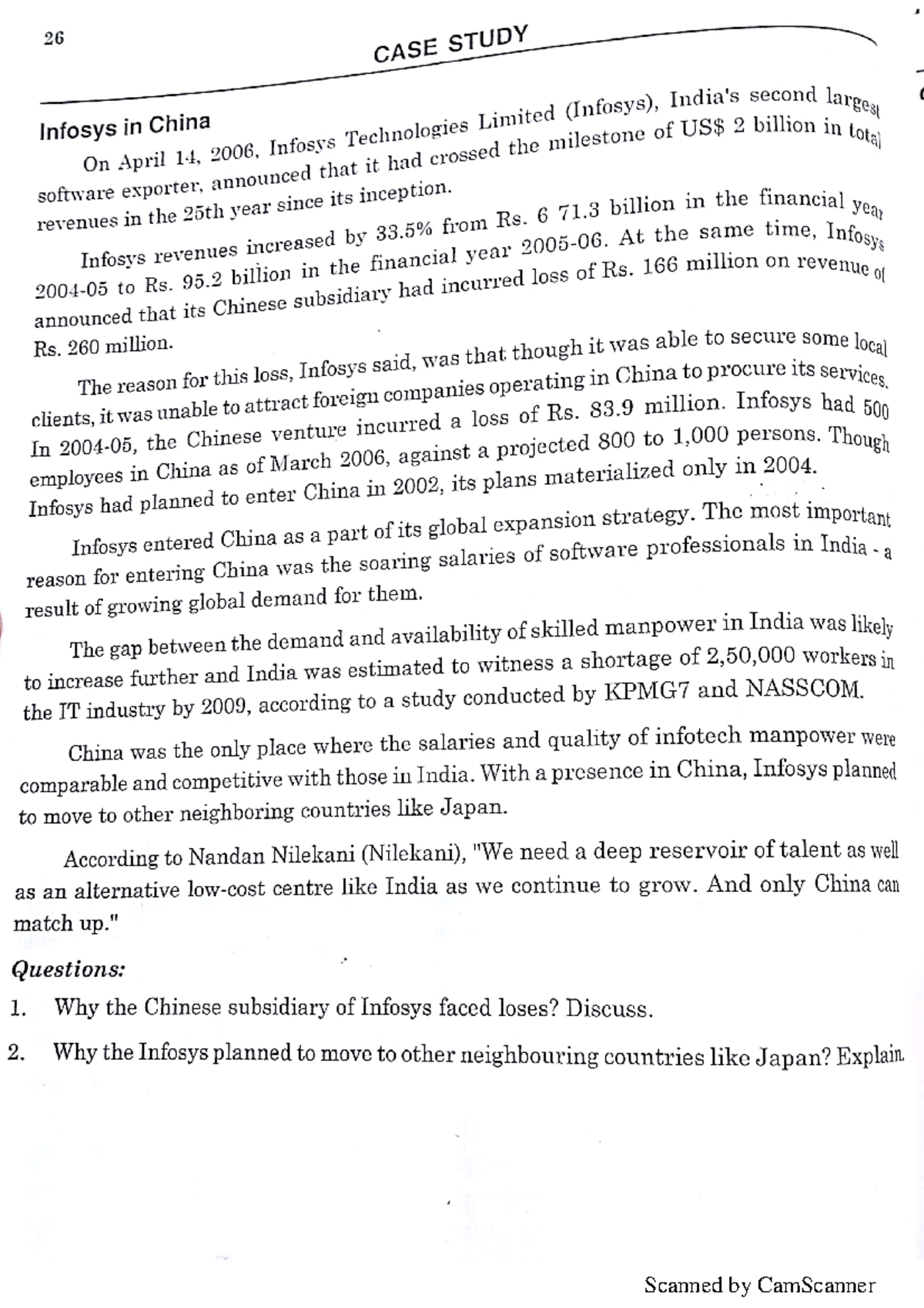 MBA Eco Case Study: Infosys Challenges in China Expansion - Studocu