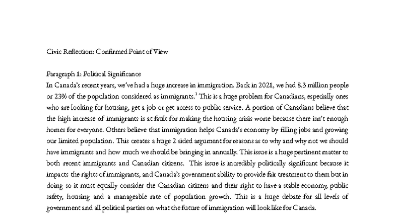 CIV 101: Civic Reflection on Immigration and Political Perspectives ...