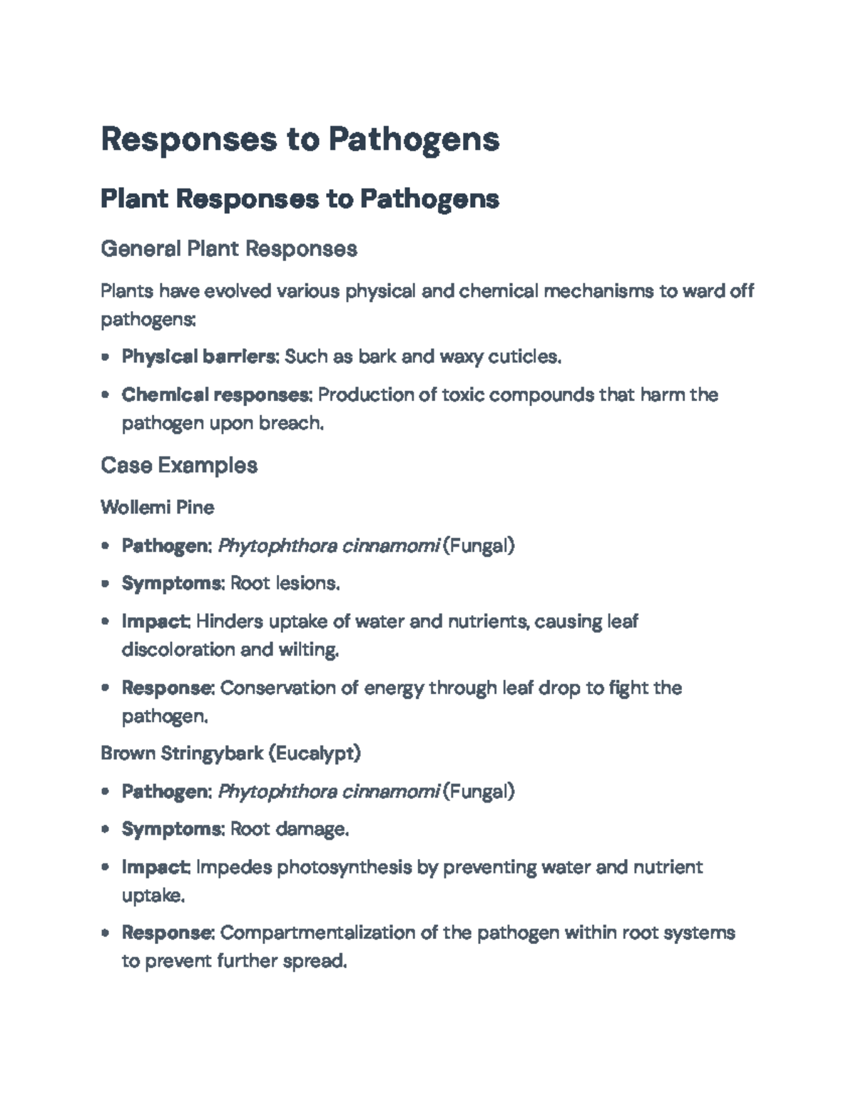 Responses of Animals and Plants to Pathogens: Mechanisms and Examples ...
