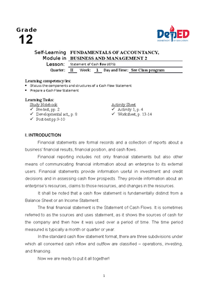 FABM2-12 Q1 W1 Module-1 - FABM - Quarter 1 Module New Normal ABM for Grade Learning Module for ...