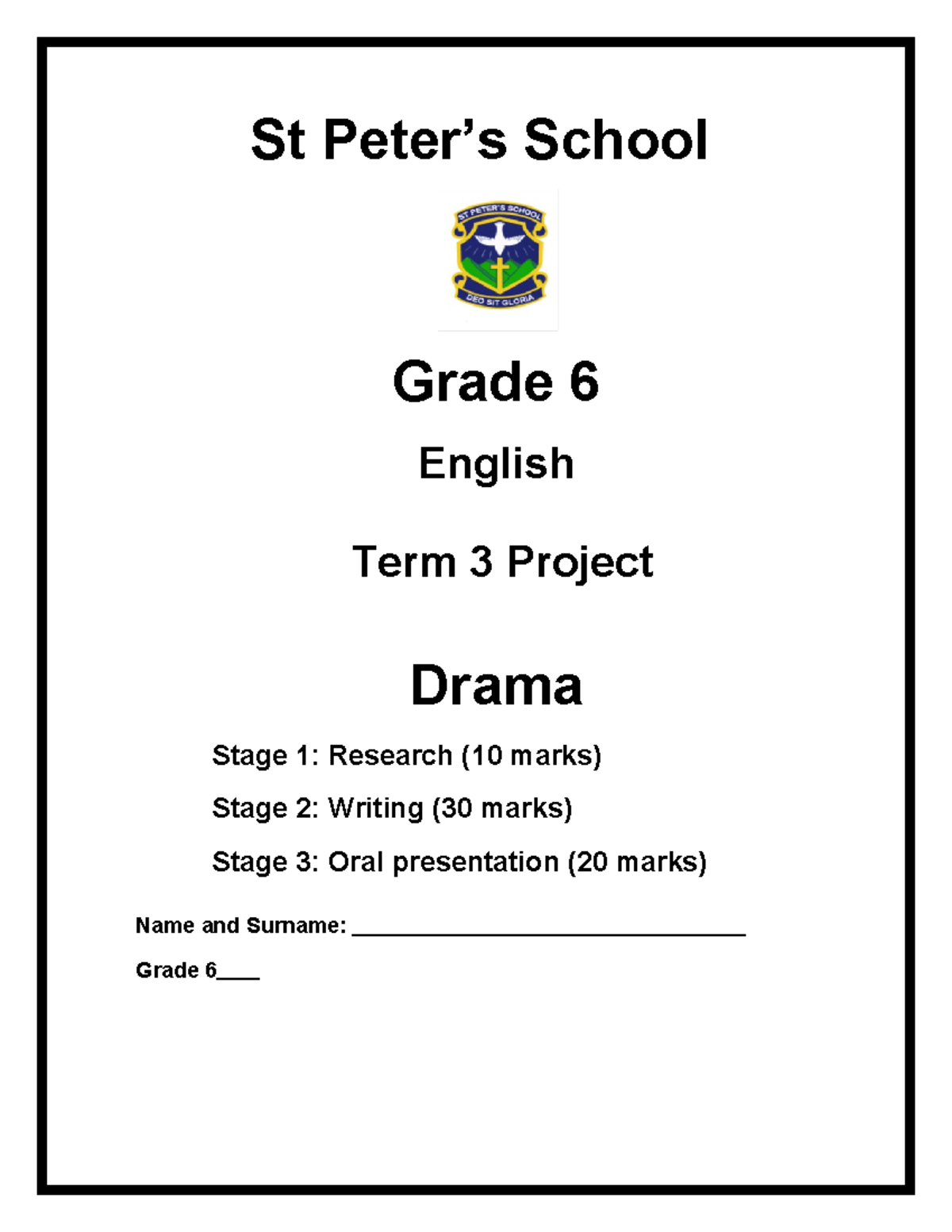 Grade 6 Drama Project: Term 3 Overview and Guidelines - Studocu