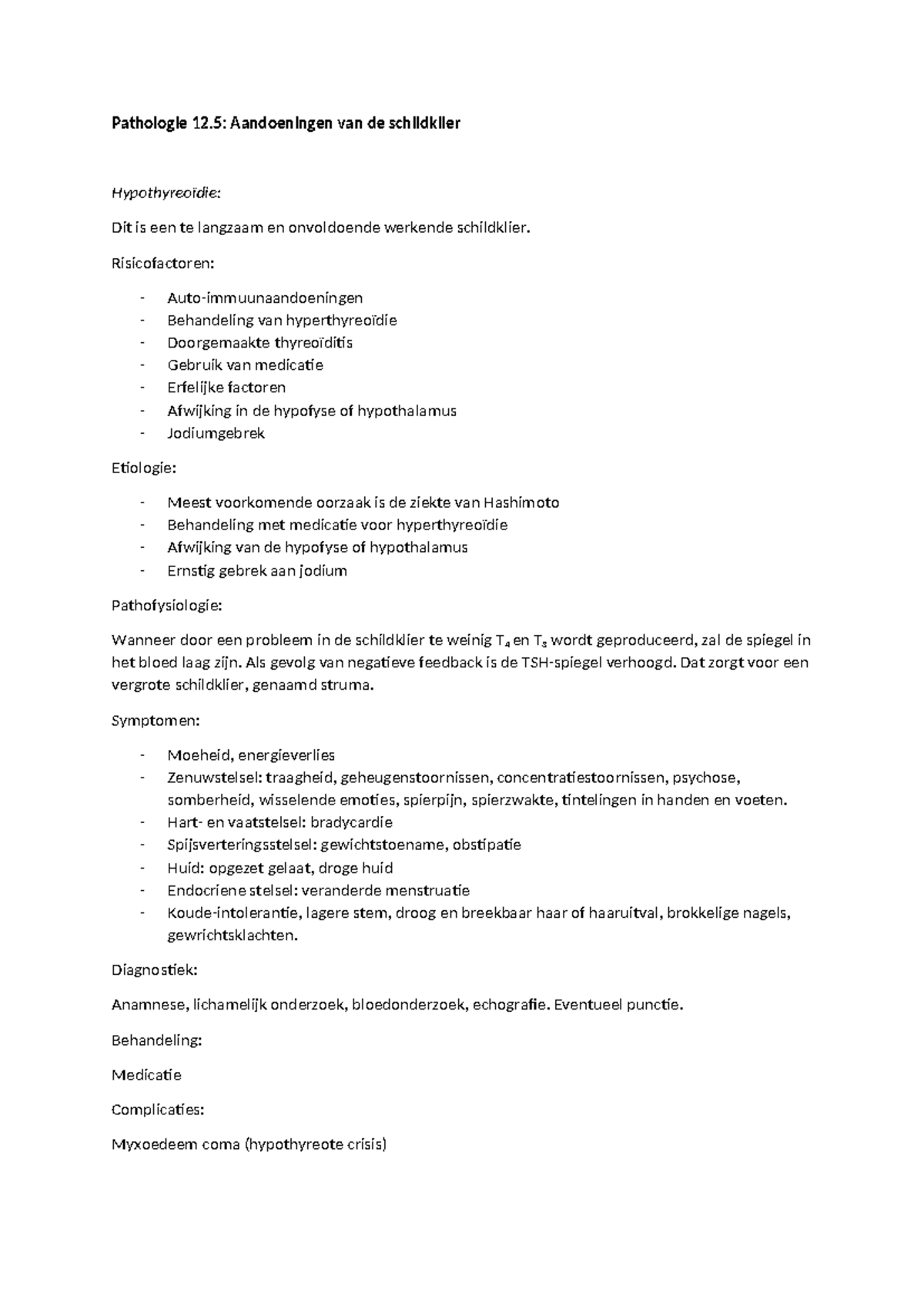 Pathologie 12: Aandoeningen van het Endocrien Systeem en ...