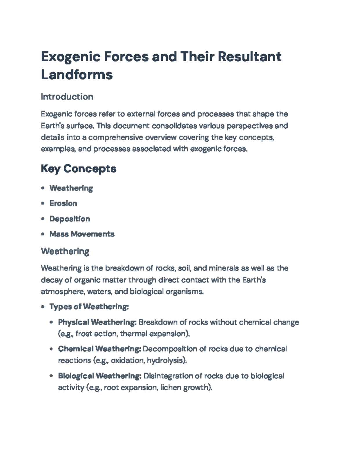 Exogenic Forces and Resultant Landforms: A Comprehensive Overview ...