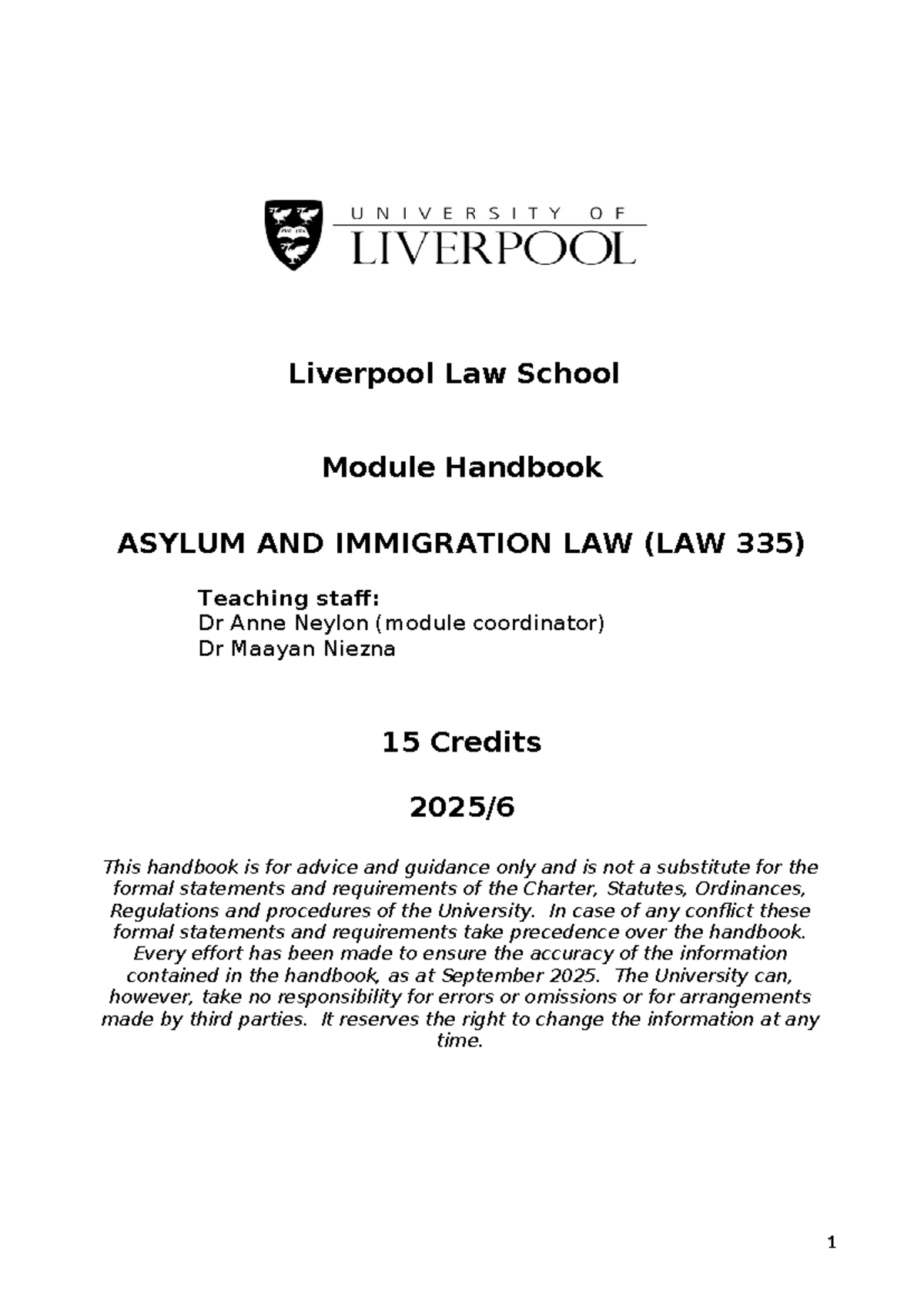 Asylum and Immigration Law Module Handbook (LAW 335) - Studocu