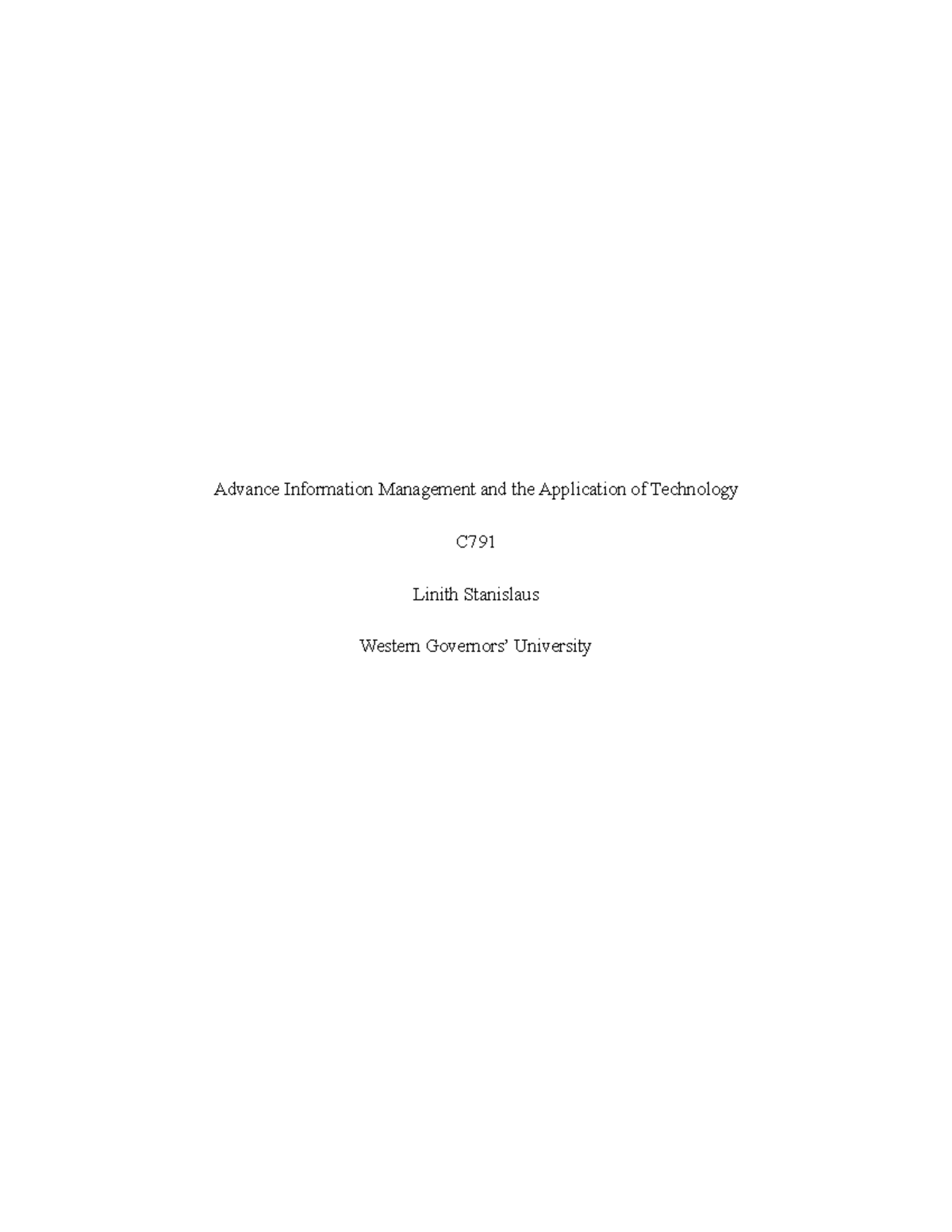 C791 Task 1 - Information technology course - Advance Information ...