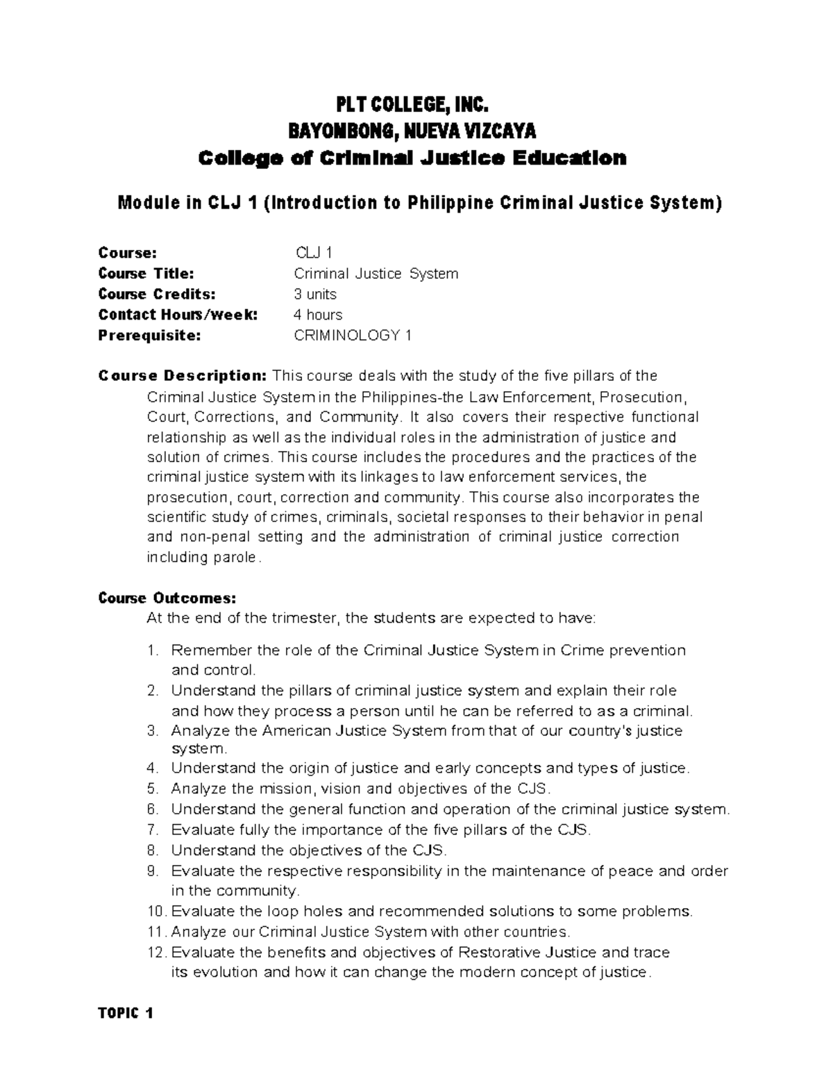 CLJ-1-Lecture Notes: Introduction to the Philippine Criminal Justice ...