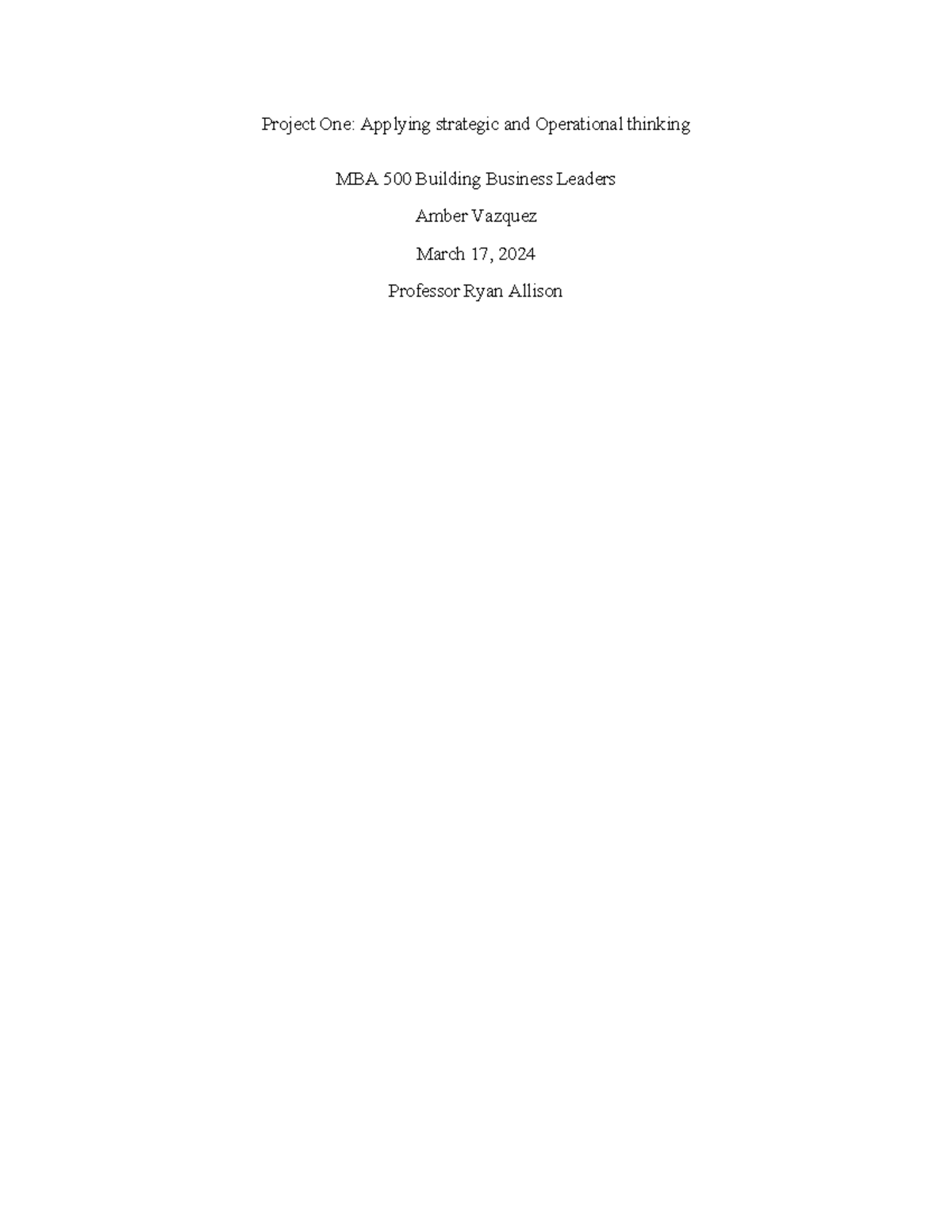 MBA 500 Project 1 Memo: Strategic KPIs for TBL in Marketing & Sales ...