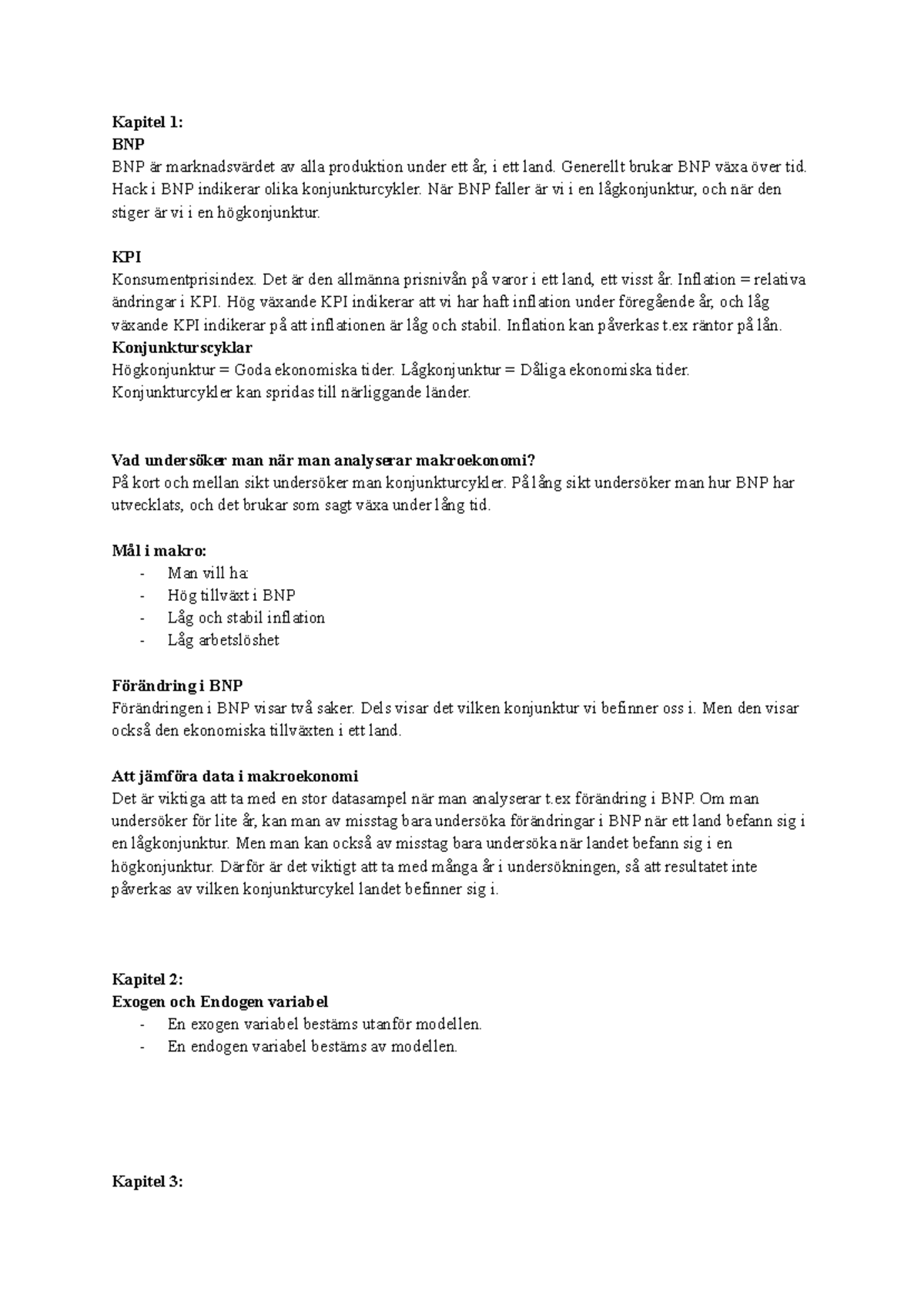 Makroekonomi - Lärare - Niclas Frifelt - Kapitel 1: BNP BNP är ...