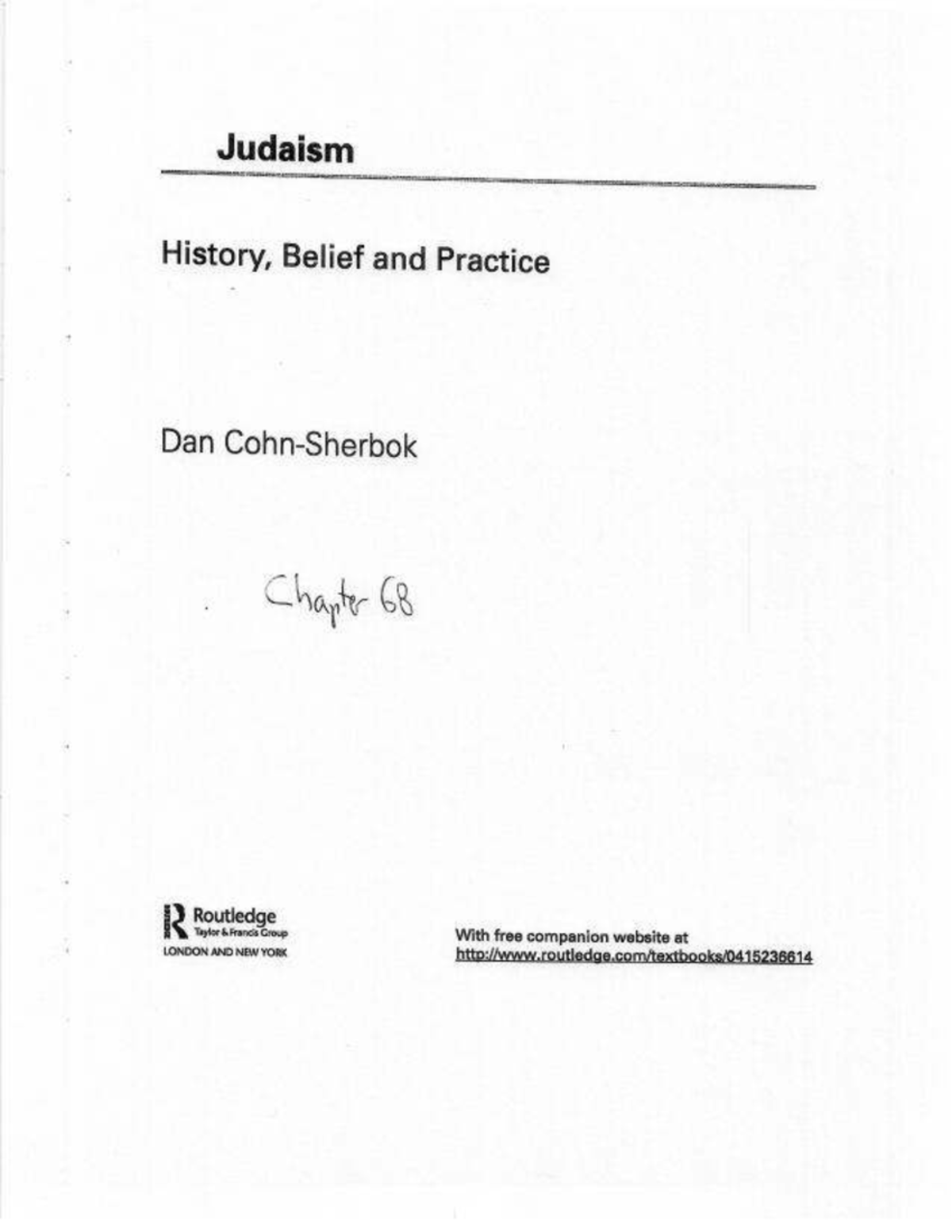 Judaism History, Belief, and Practice: Study Guide for Course XYZ 101 ...