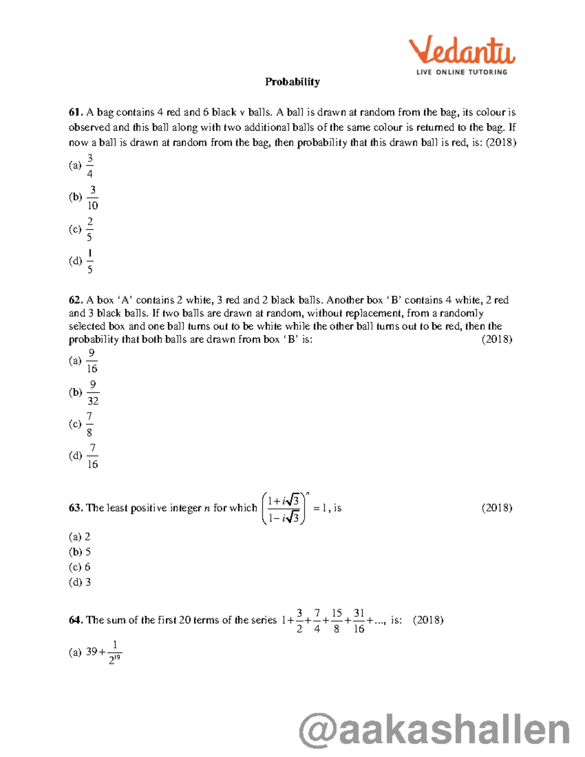 Probability Exam Questions and Answers (2018) - Studocu
