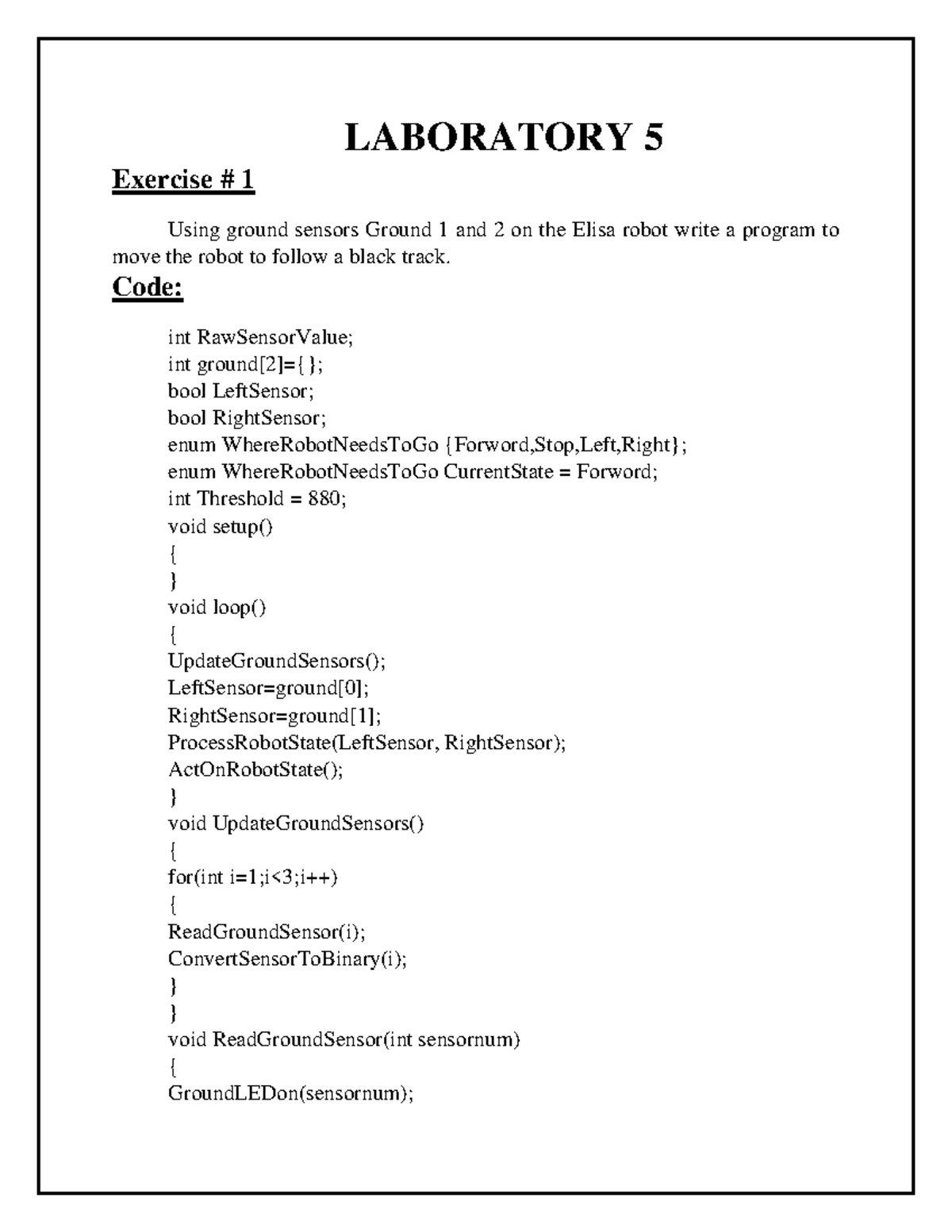 LAB 5 - Exercise 1 & 2: Robot Movement Control with Sensors - Studocu