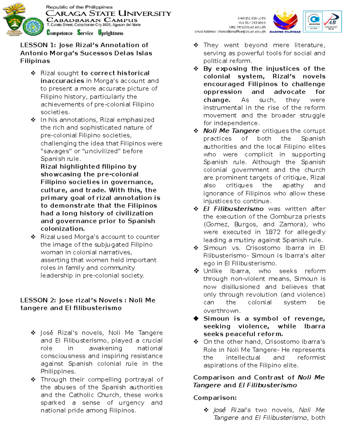 LWR final exam Pointers - LESSON 1: Jose Rizal’s Annotation of Antonio ...
