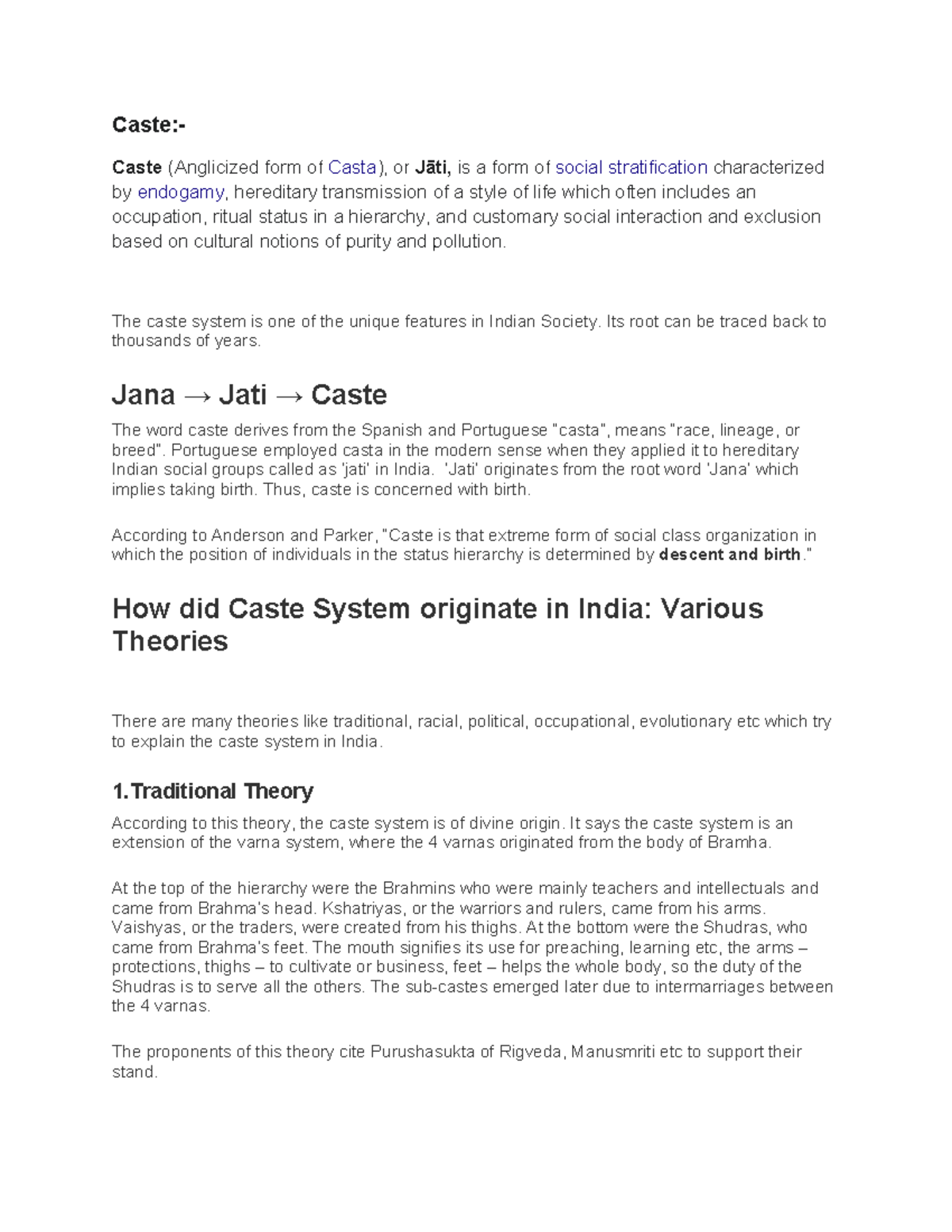 Caste and Class: Sem V GE-1 Comprehensive Study Notes - Studocu