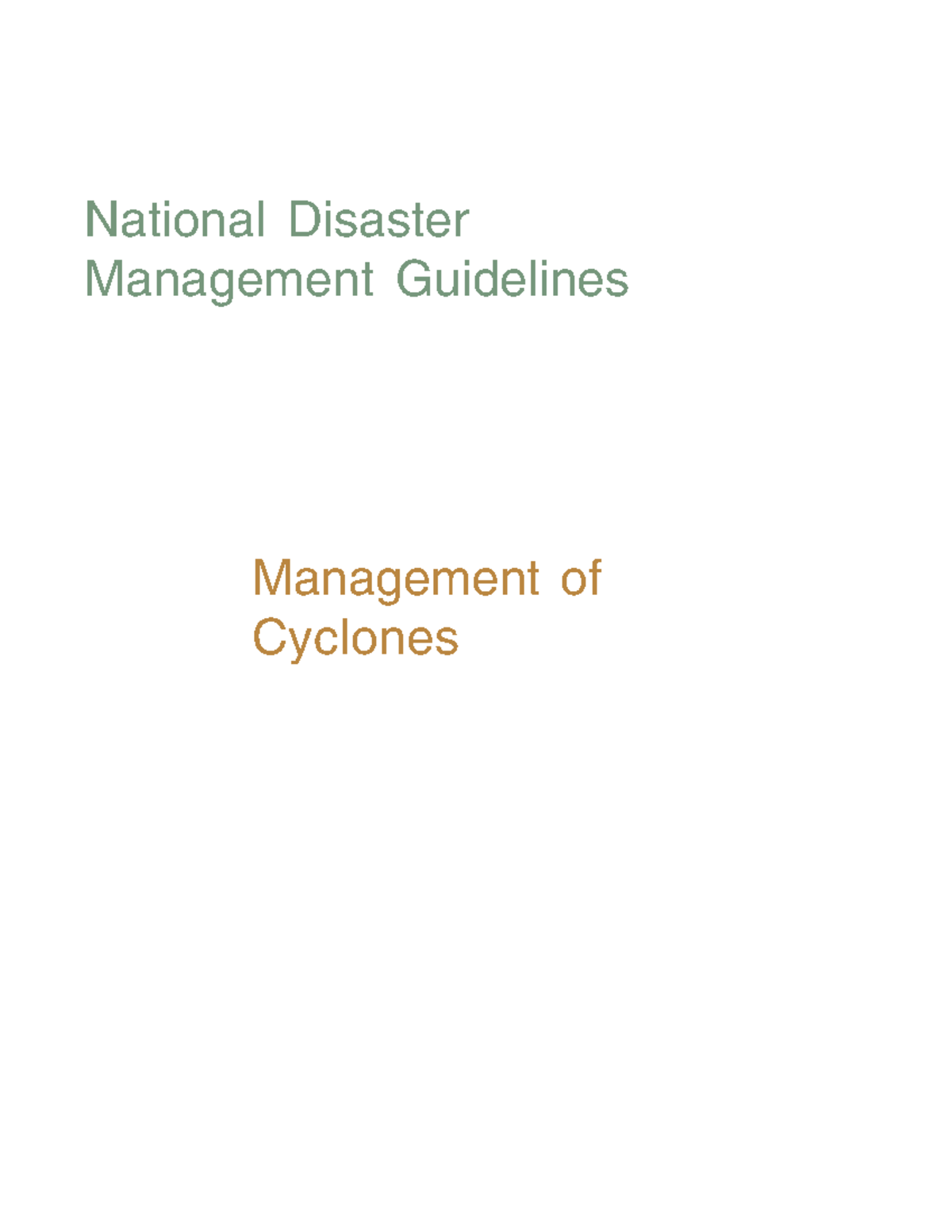 National Disaster Management Guidelines: Cyclone Management Strategies ...