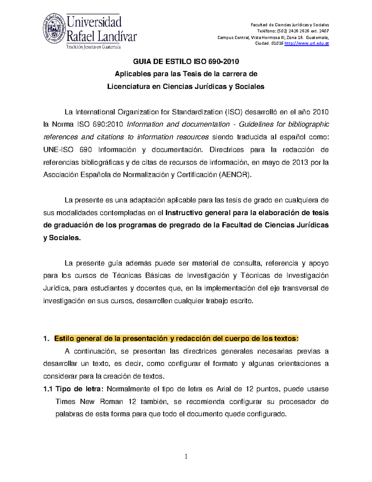 Guía de Estilo ISO 690 para Tesis en Ciencias Jurídicas 2021 - Studocu