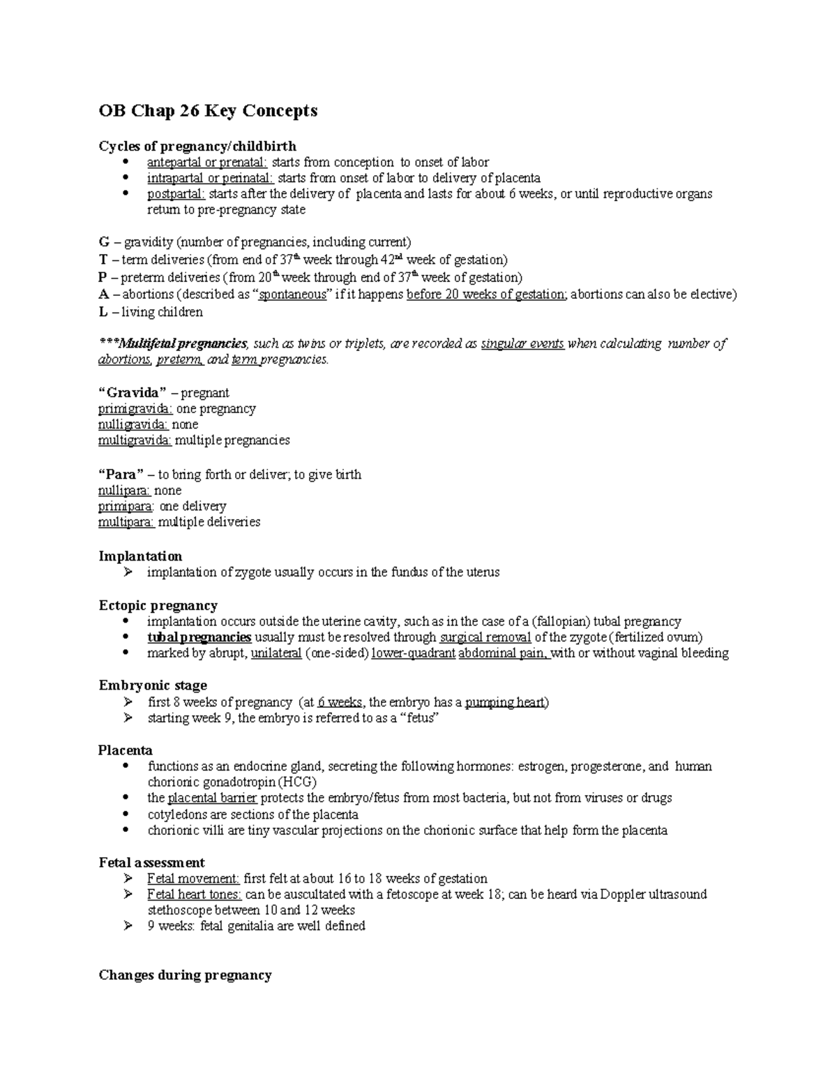 OB Key Concepts Chp 26 - ntes - OB Chap 26 Key Concepts Cycles of ...