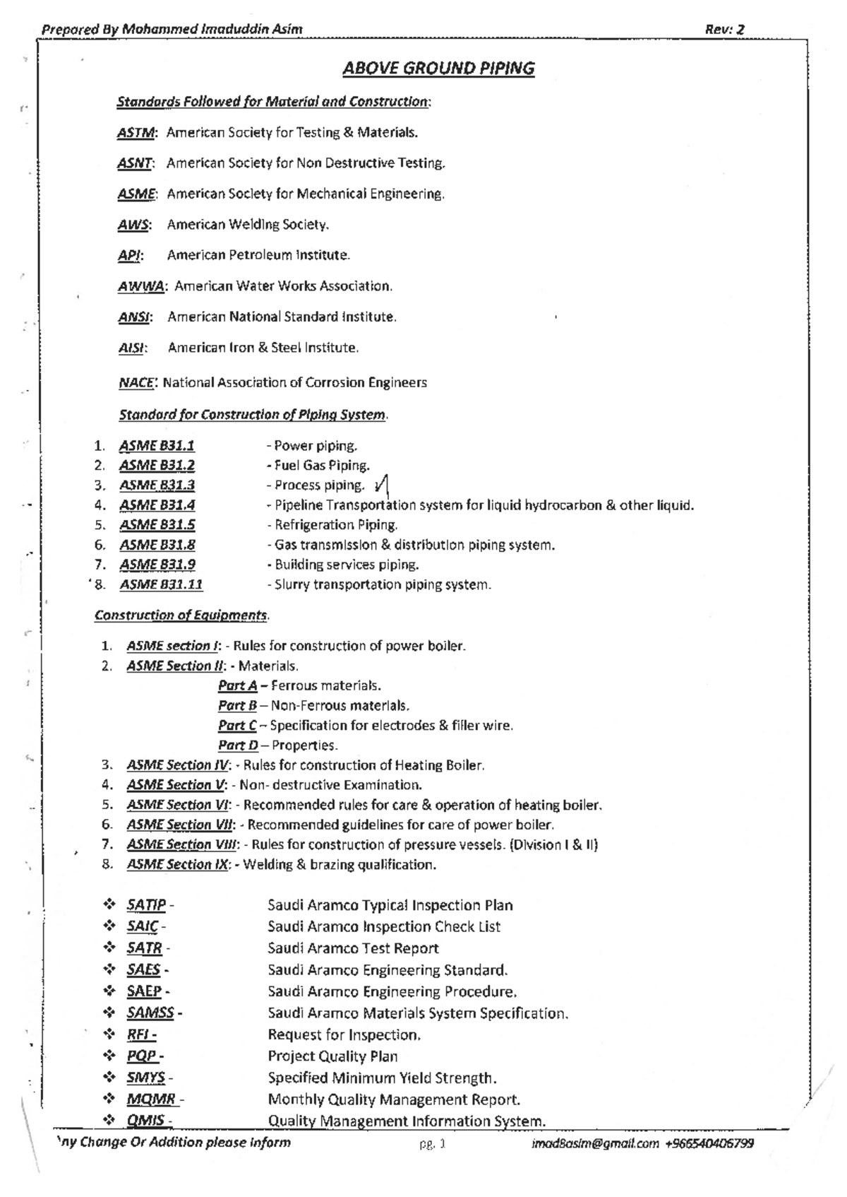 Hydro Testing Standards and Procedures for Piping Systems - Studocu