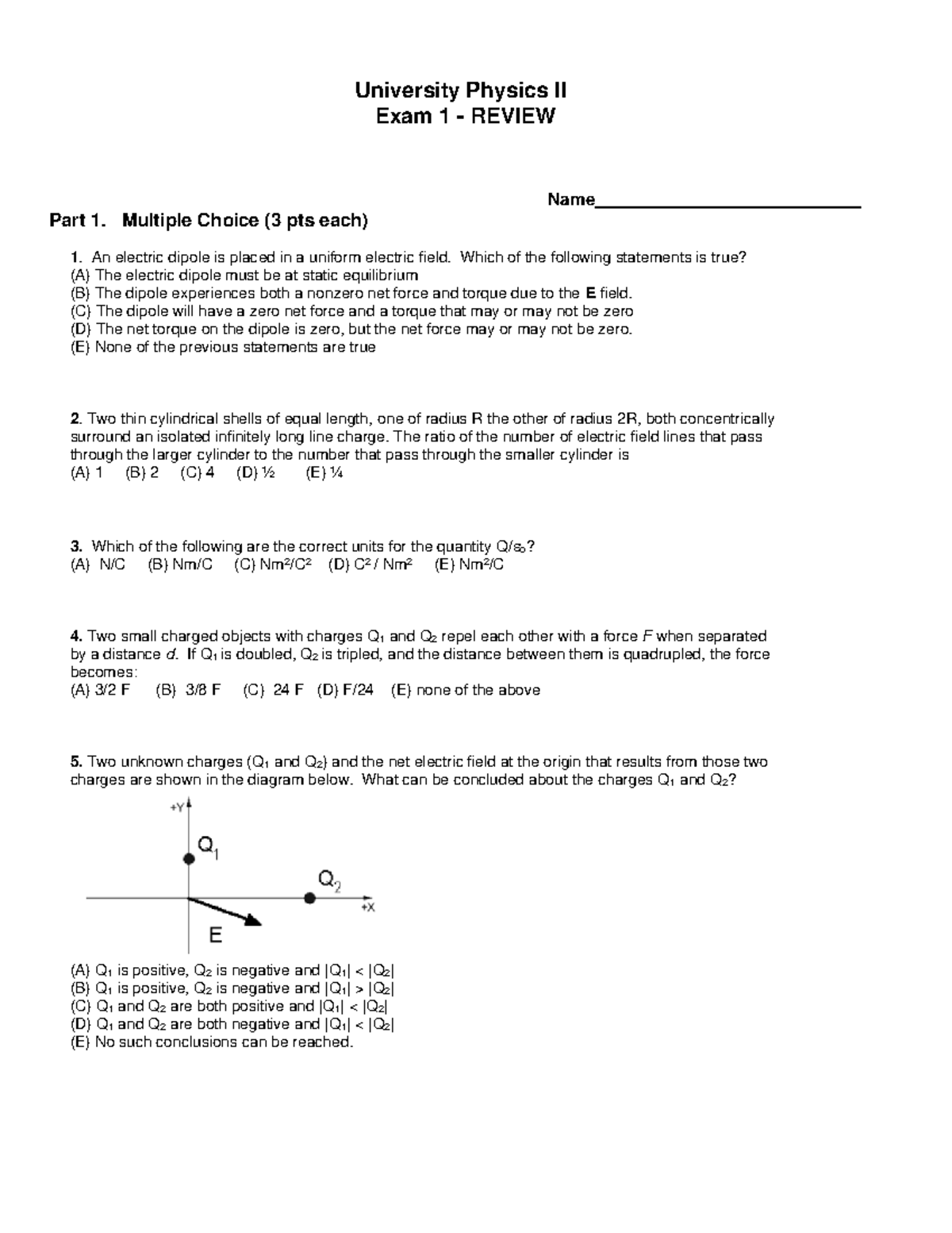 Electric Fields and Charge Interactions - Physics II Exam 1 Review - Studocu