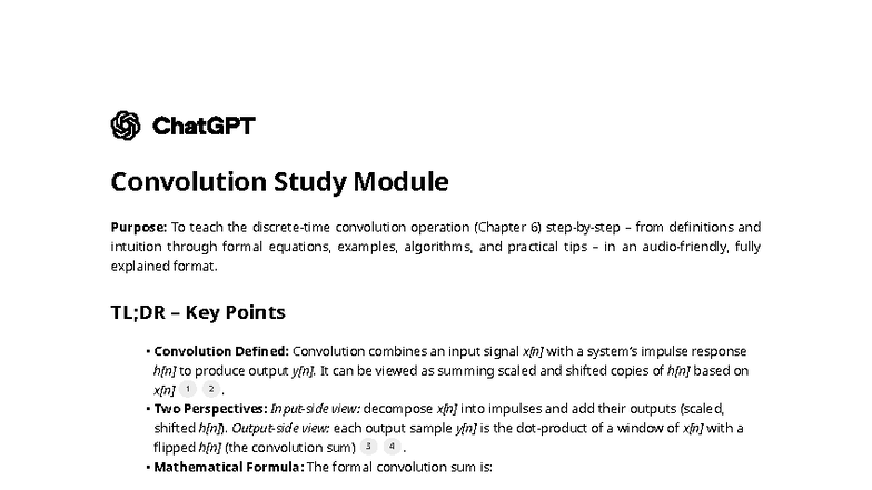 Convolution Study Module (Chapter 6) - Detailed Overview and Key ...