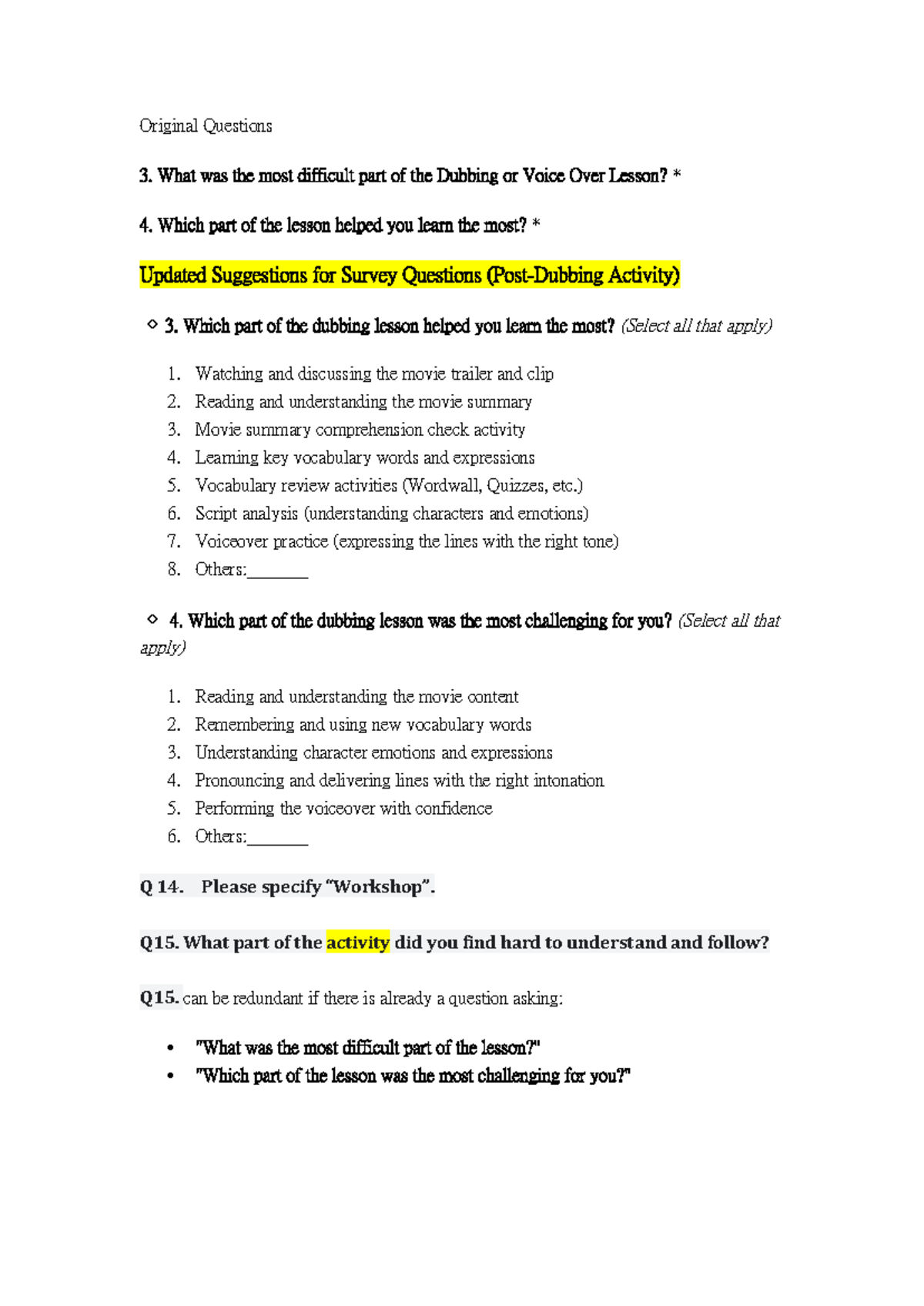 Unit-2 CTs-further-suggestion-dubbing-survey - Original Questions 3 ...