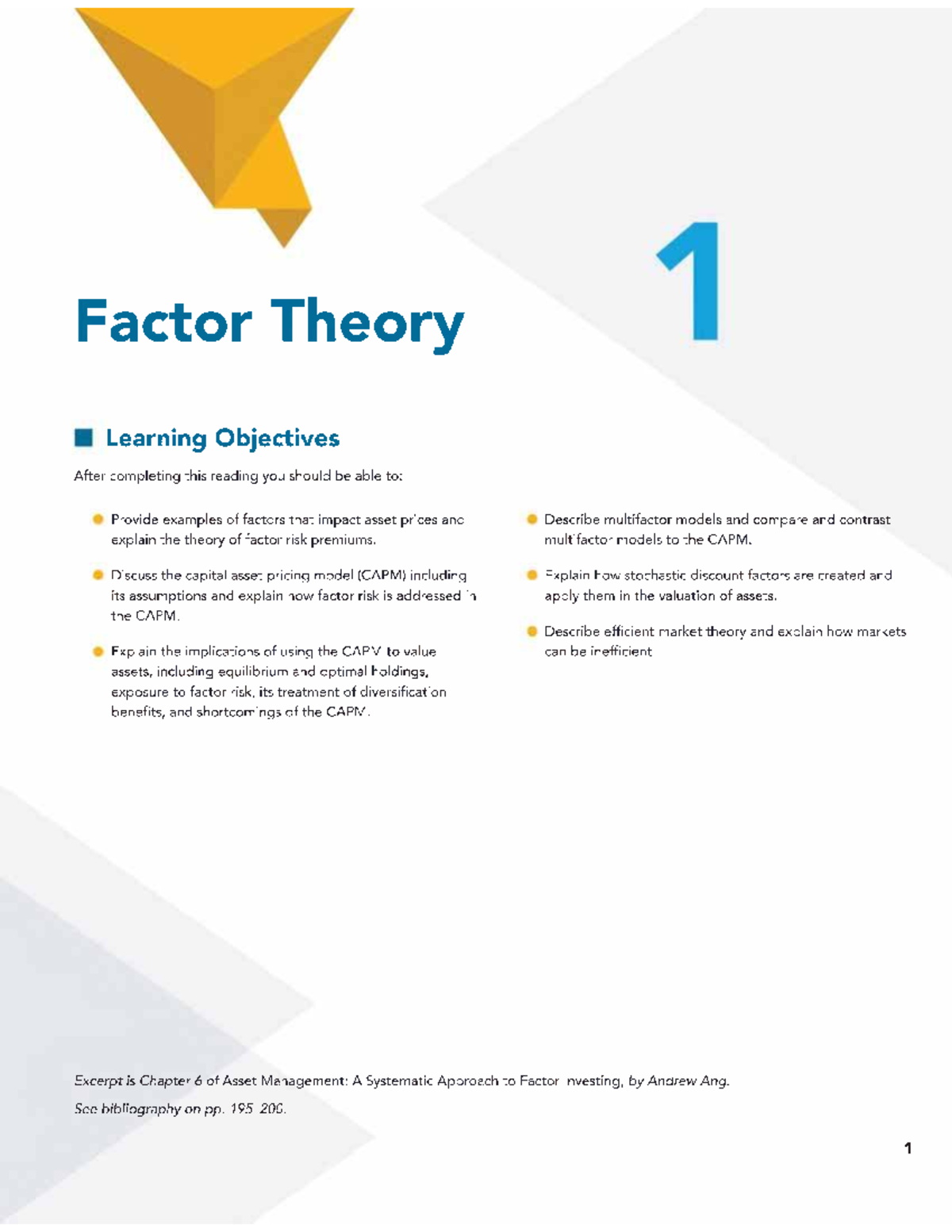 Chapter 1: Factor Theory - FRM Exam Part II Insights on Risk Management ...