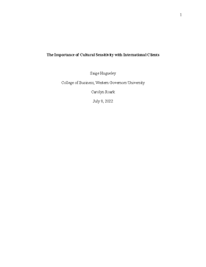 C716 Cultural Sensitivity Essay Example - Business Communication C ...