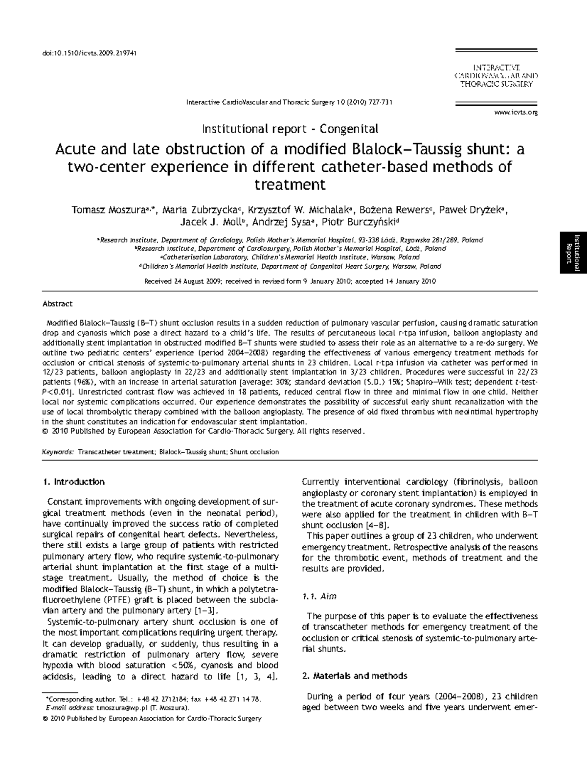 Emergency Treatment of Shunt Occlusions in Pediatric Patients: A Study ...