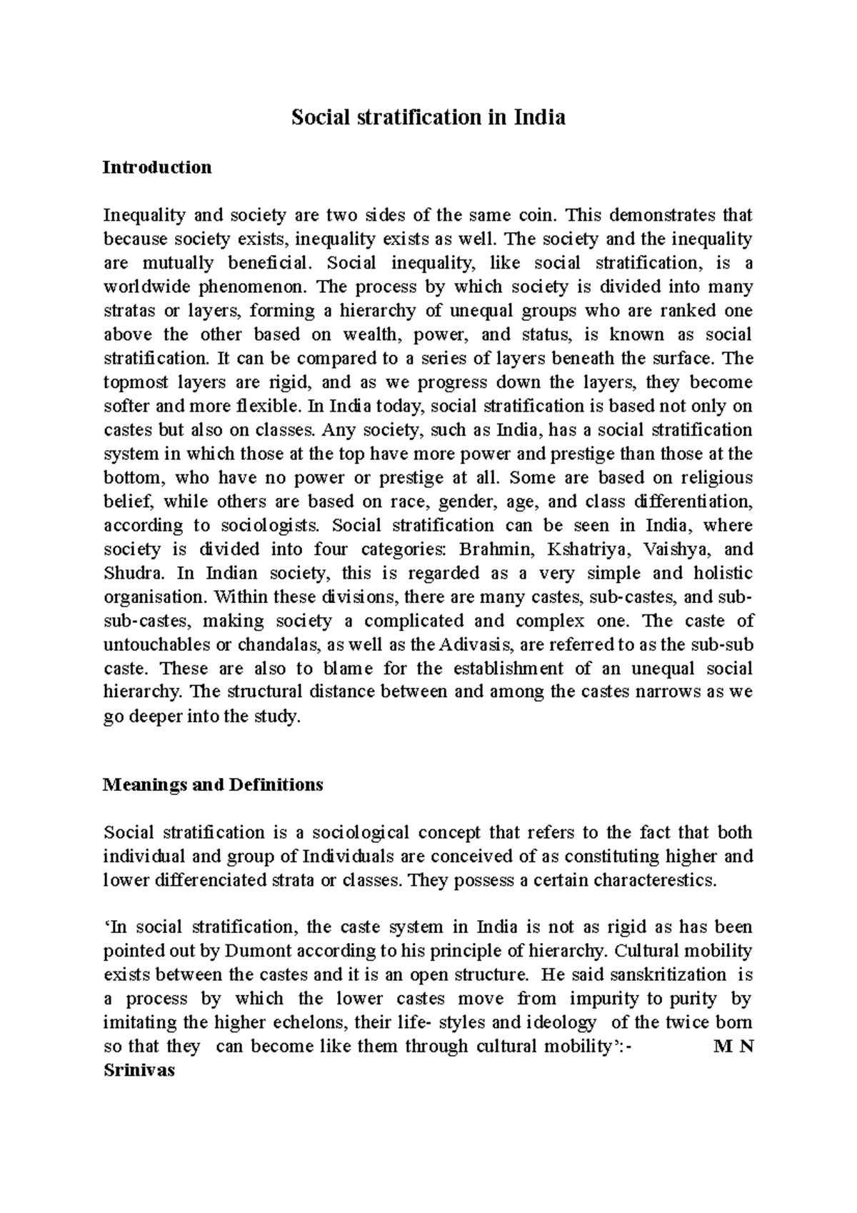 Social Stratification in India: An In-Depth Analysis of Class and Caste ...