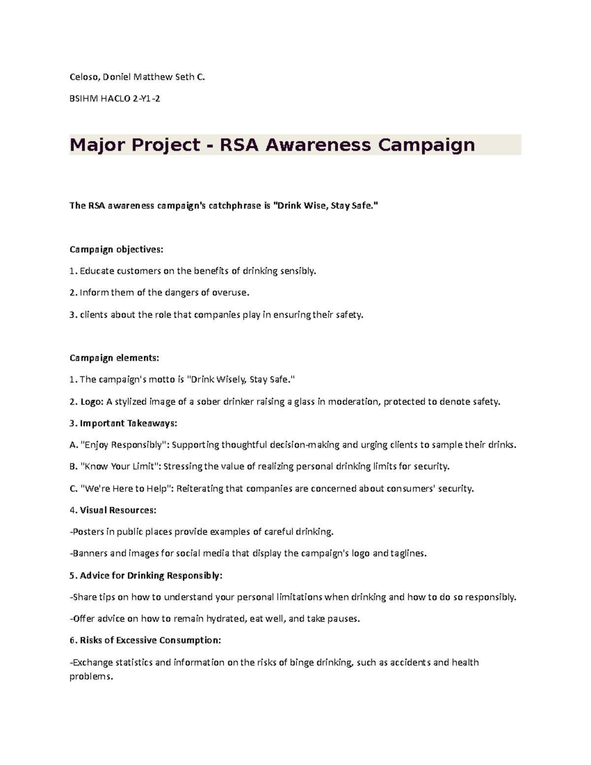 RSA Awareness Campaign Project 3 - PACE 112 Final Submission - Studocu