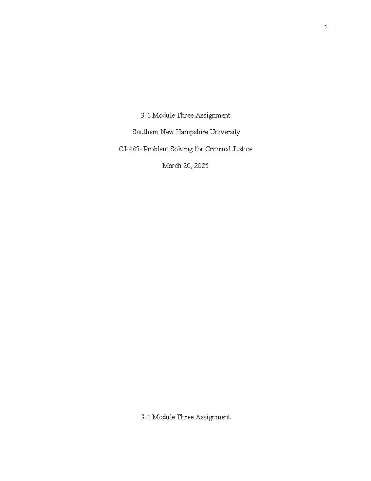 3-1 Module Three Assignment - 1 3-1 Module Three Assignment Southern New Hampshire University ...