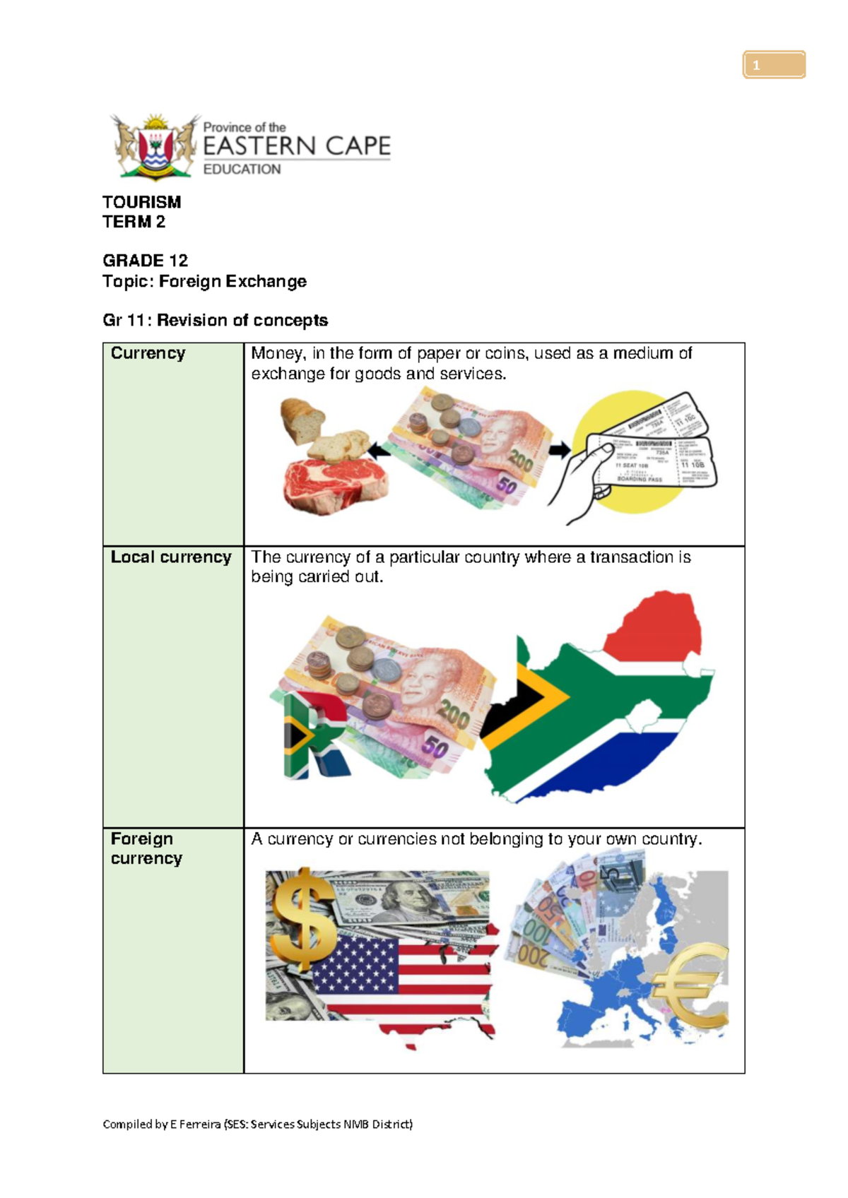 Tourism Grade 12 Final Exam Notes on Foreign Exchange Concepts - Studocu