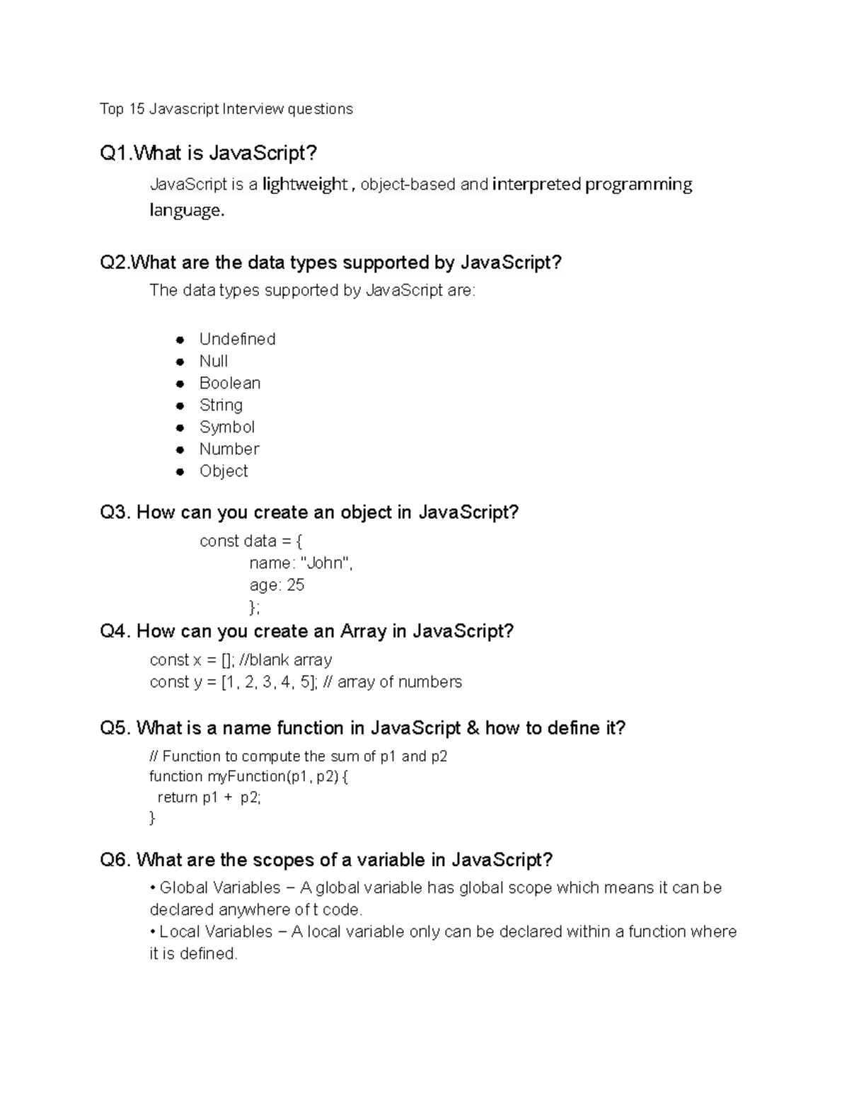 Top 15 JavaScript Interview Questions - Prep for Your Next Interview ...