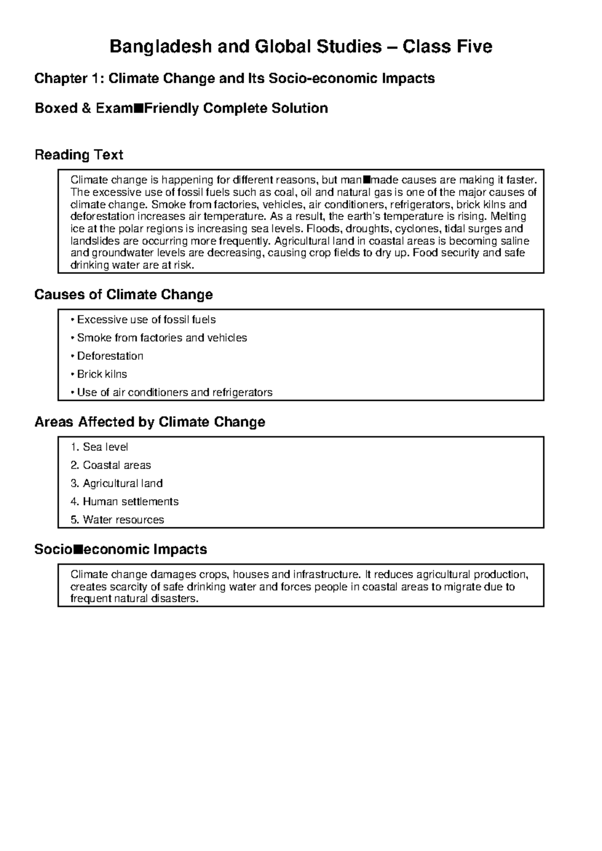BGS Class 5 Chapter 1: Climate Change & Its Global Impacts - Studocu