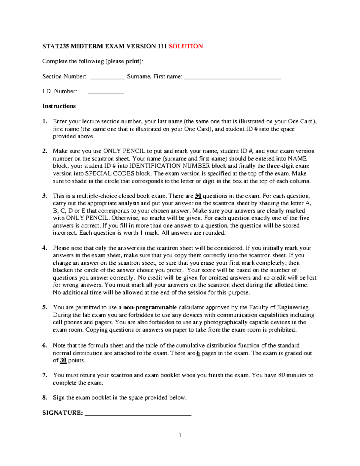 STAT235 MIDTERM EXAM 3 SOLUTIONS AND ANSWERS - Studocu