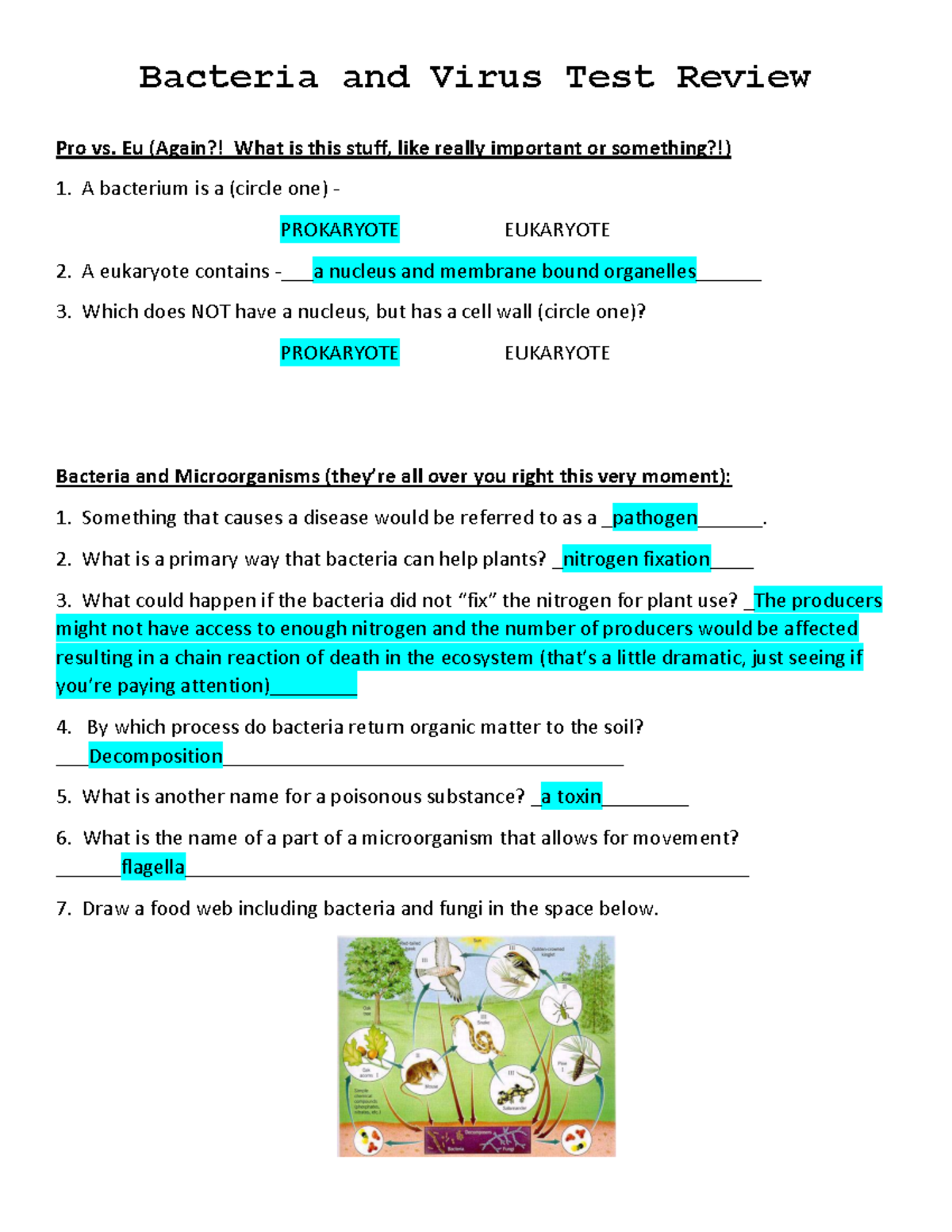Bacteria and Viruses Test Review with ANS - Bacteria and Virus Test ...