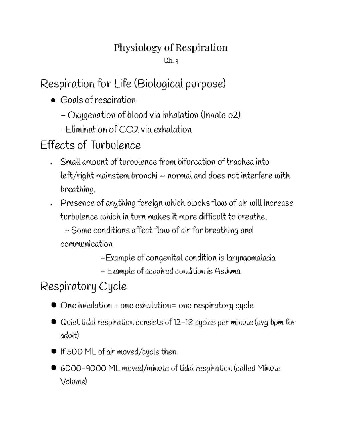SPLP 2040 Ch. 3 - Lecture Notes on Physiology of Respiration - Studocu
