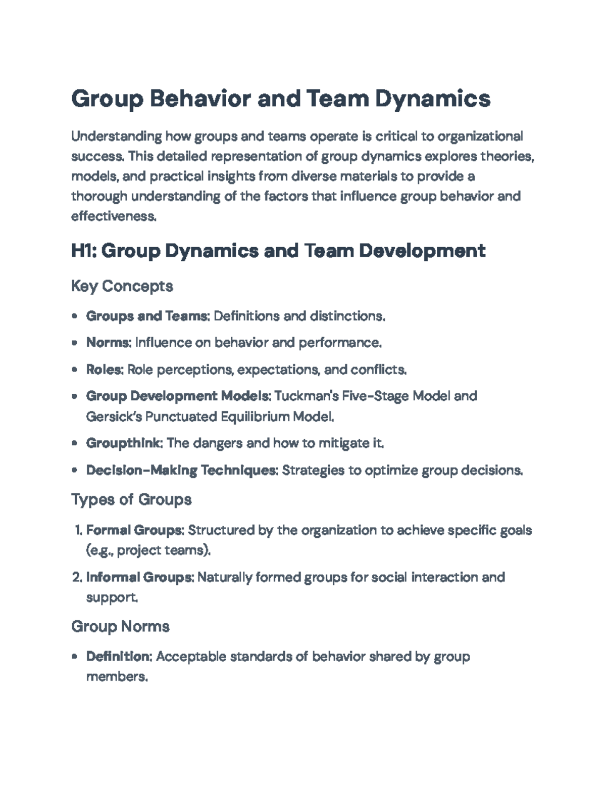 Group Behavior and Team Dynamics Analysis - Insights for Managers ...