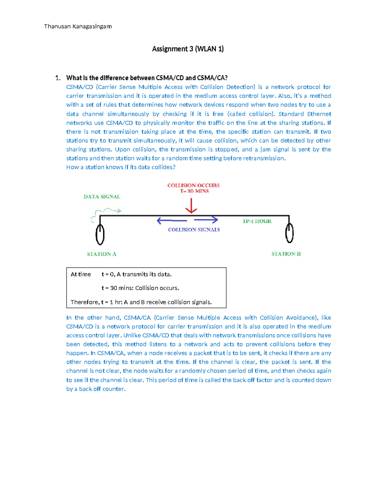 Assignment 3: CSMA/CD vs CSMA/CA in WLAN (WLAN 1) - Studocu