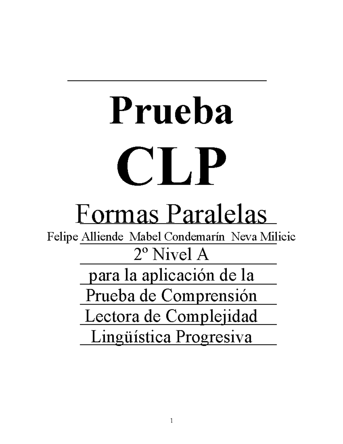 Protocolo CLP 2º Nivel A - Prueba de Comprensión Lectora - Studocu