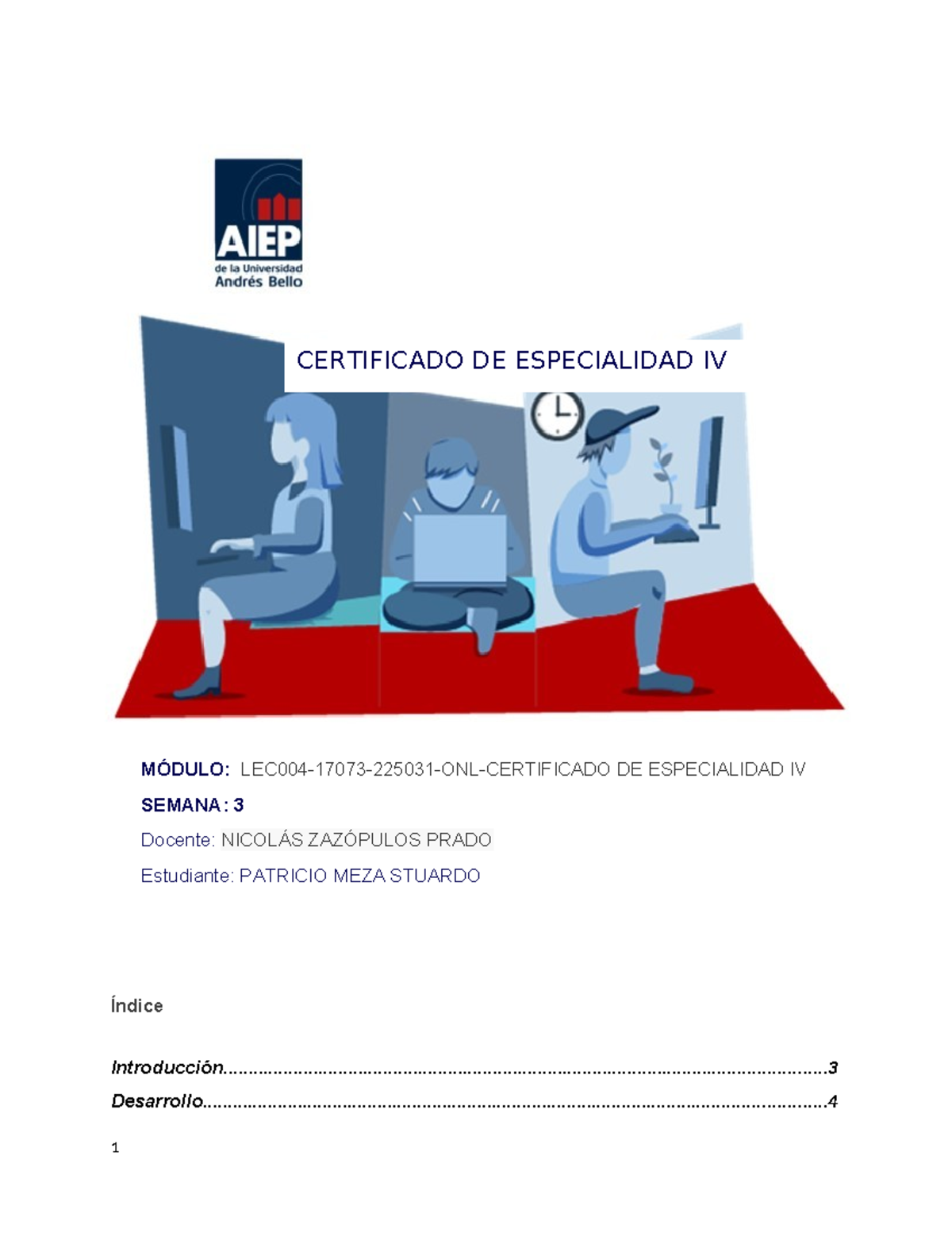 LEC004 - Certificado de Especialidad IV - Semana 3 - Patricio Meza ...