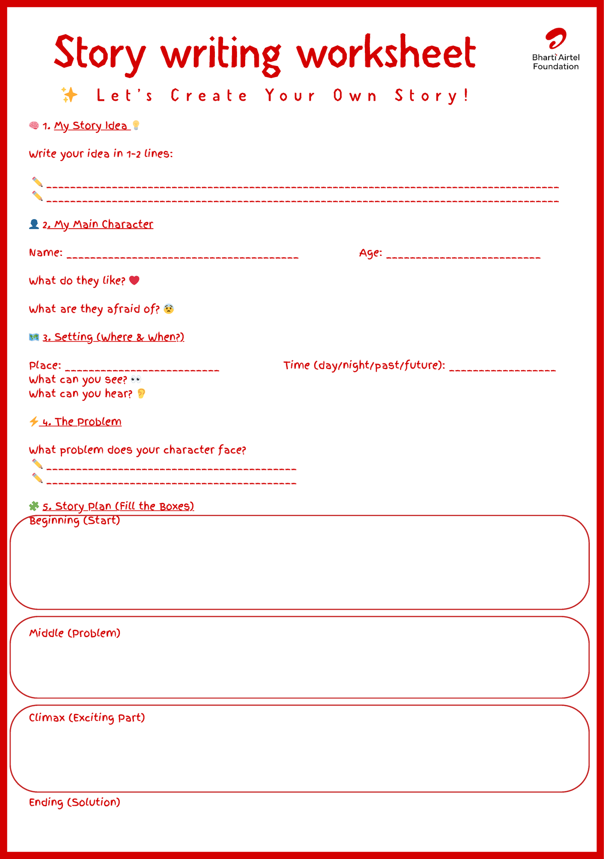 Story Writing Worksheet: Create Your Own Story! (20260504) - Studocu