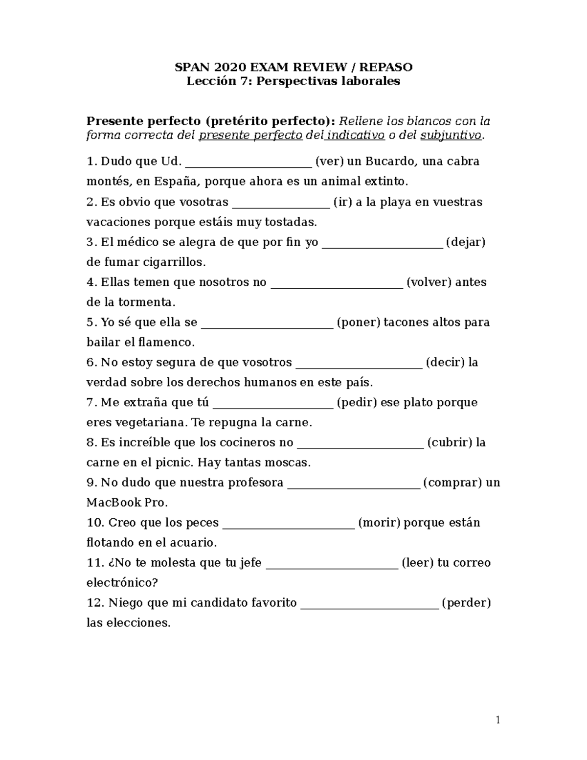 Repaso y Respuestas de la Lección 7 - SPAN 2020 Exam Review - Studocu